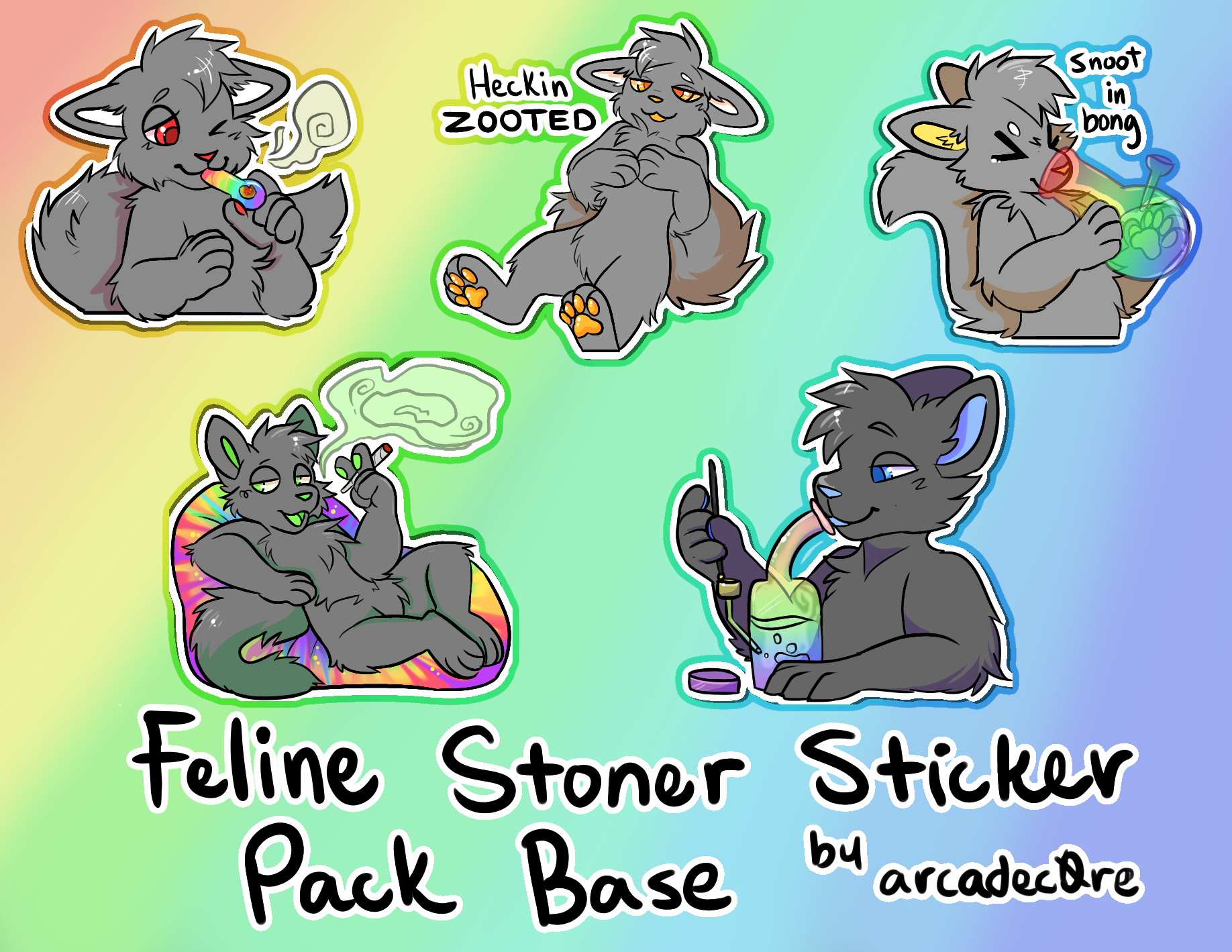 Feline Furry Stoner Sticker Pack - Payhip