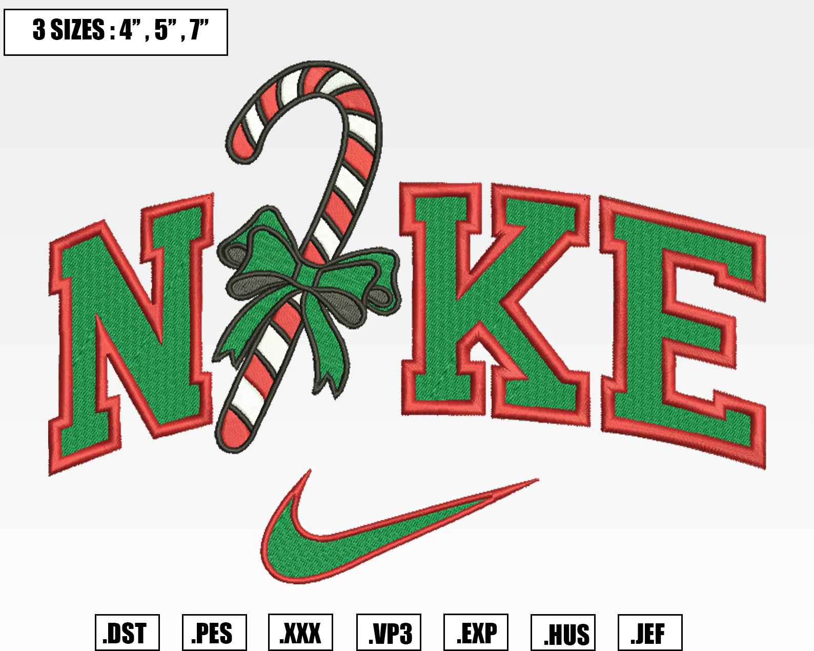 Nike Candy Logo Christmas Embroidery Designs, Christmas Embroidery ...