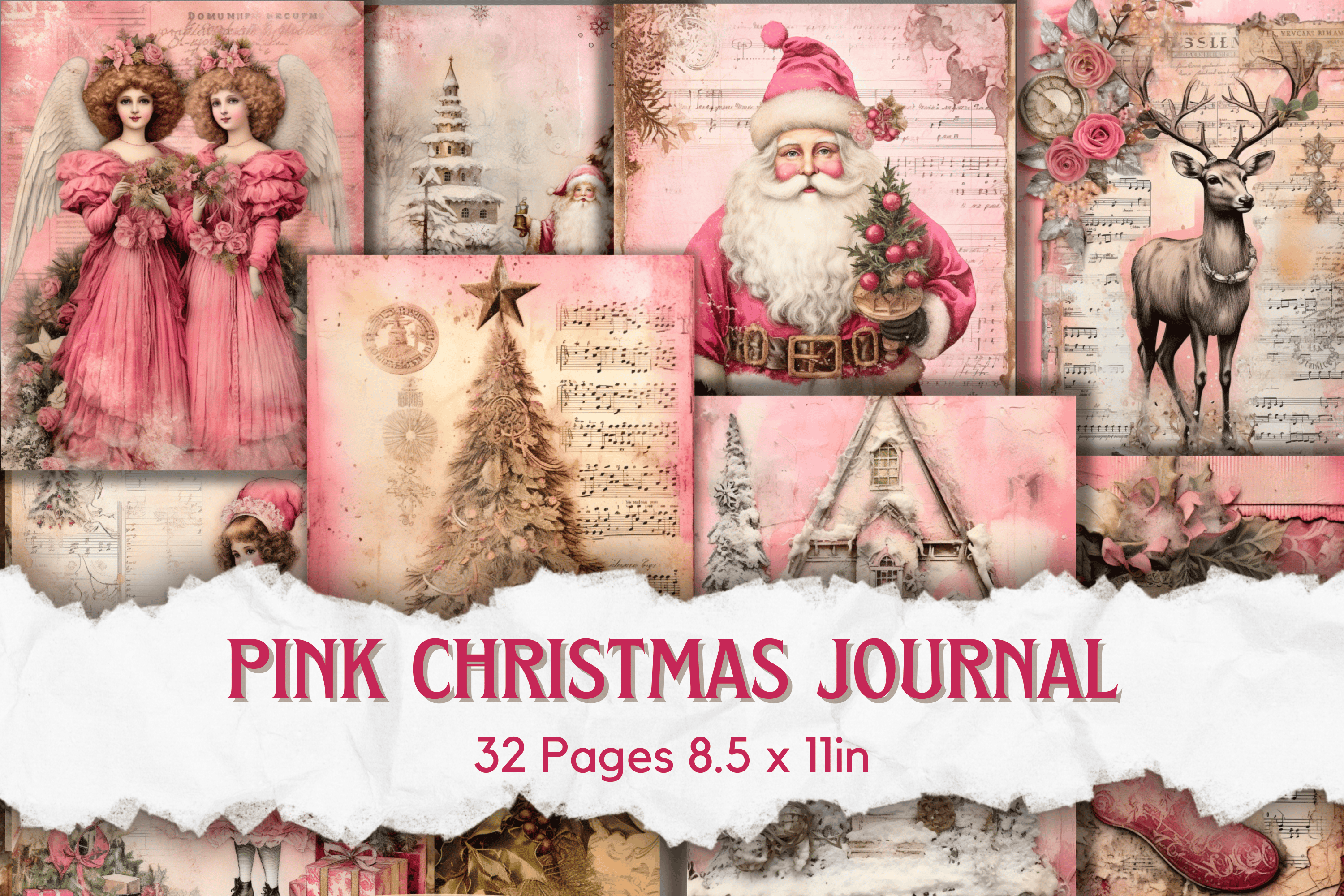 Pink Christmas Junk Journal, Pink Junk Journal, Junk Journal Printable ...