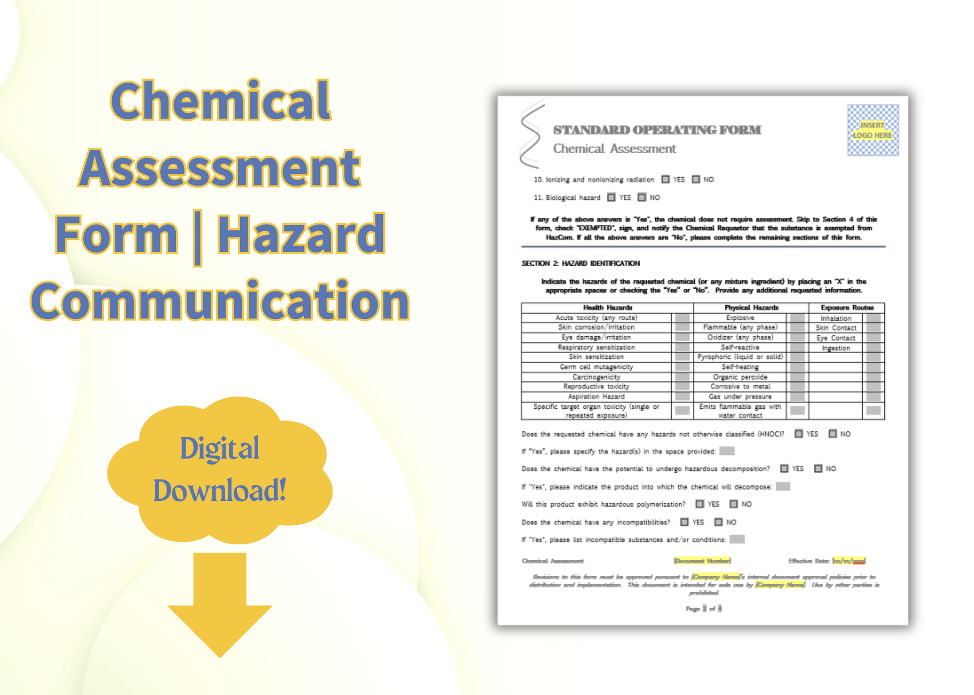 Chemical Assessment Form | Hazard Communication
