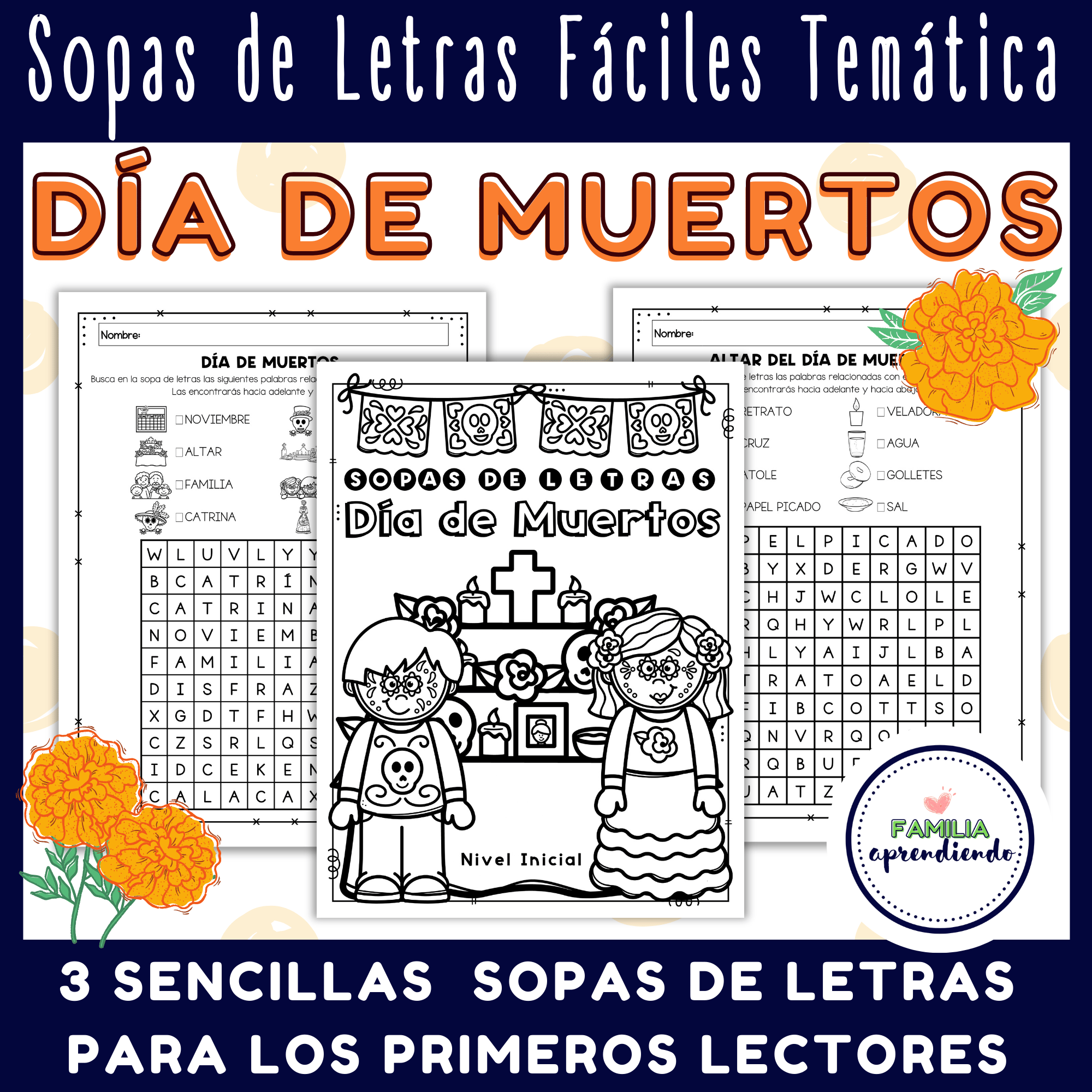 Sopas de Letras Fáciles para primeros lectores - Temática Día de ...