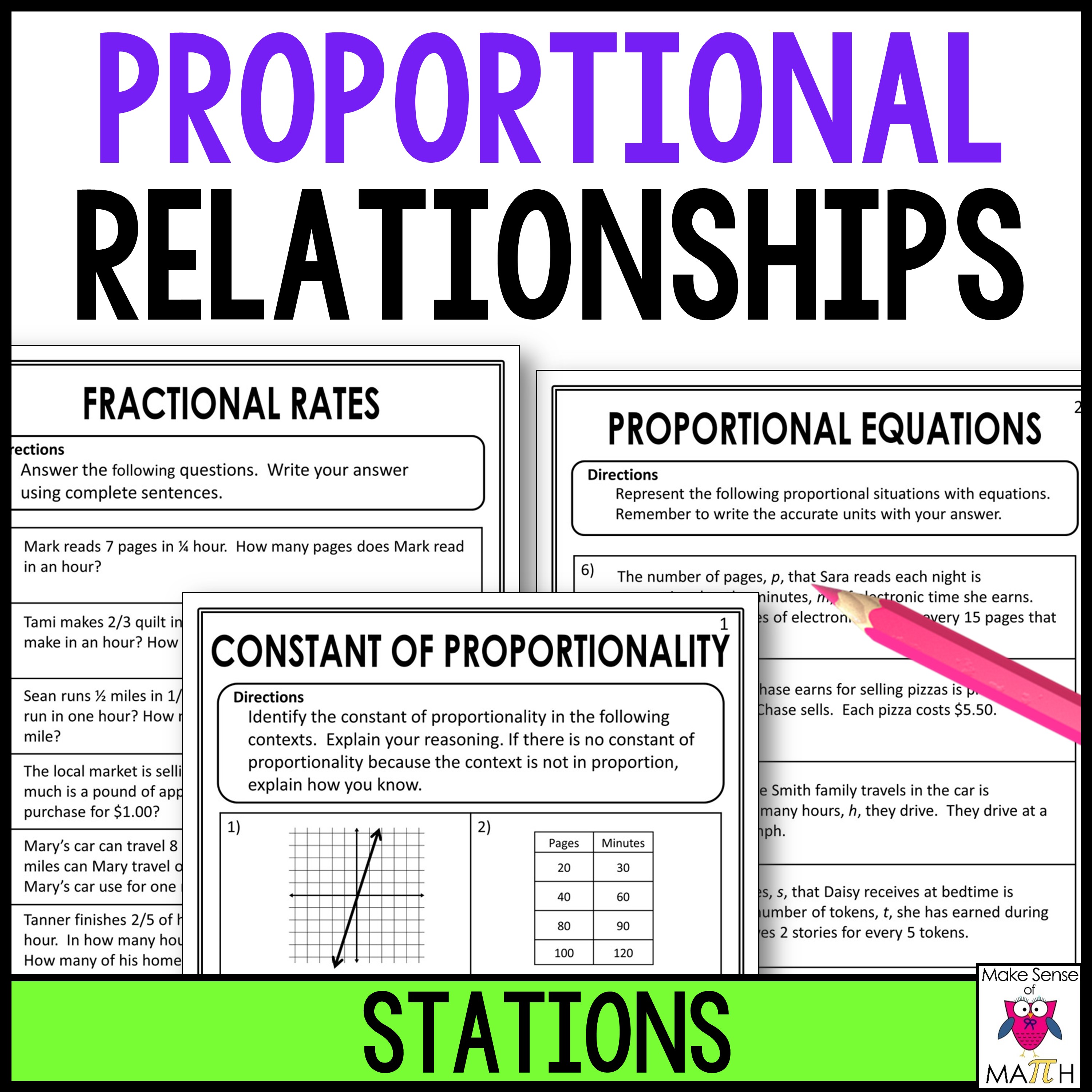 Ratios, Rates, and Proportional Relationships Anchor Charts and Posters