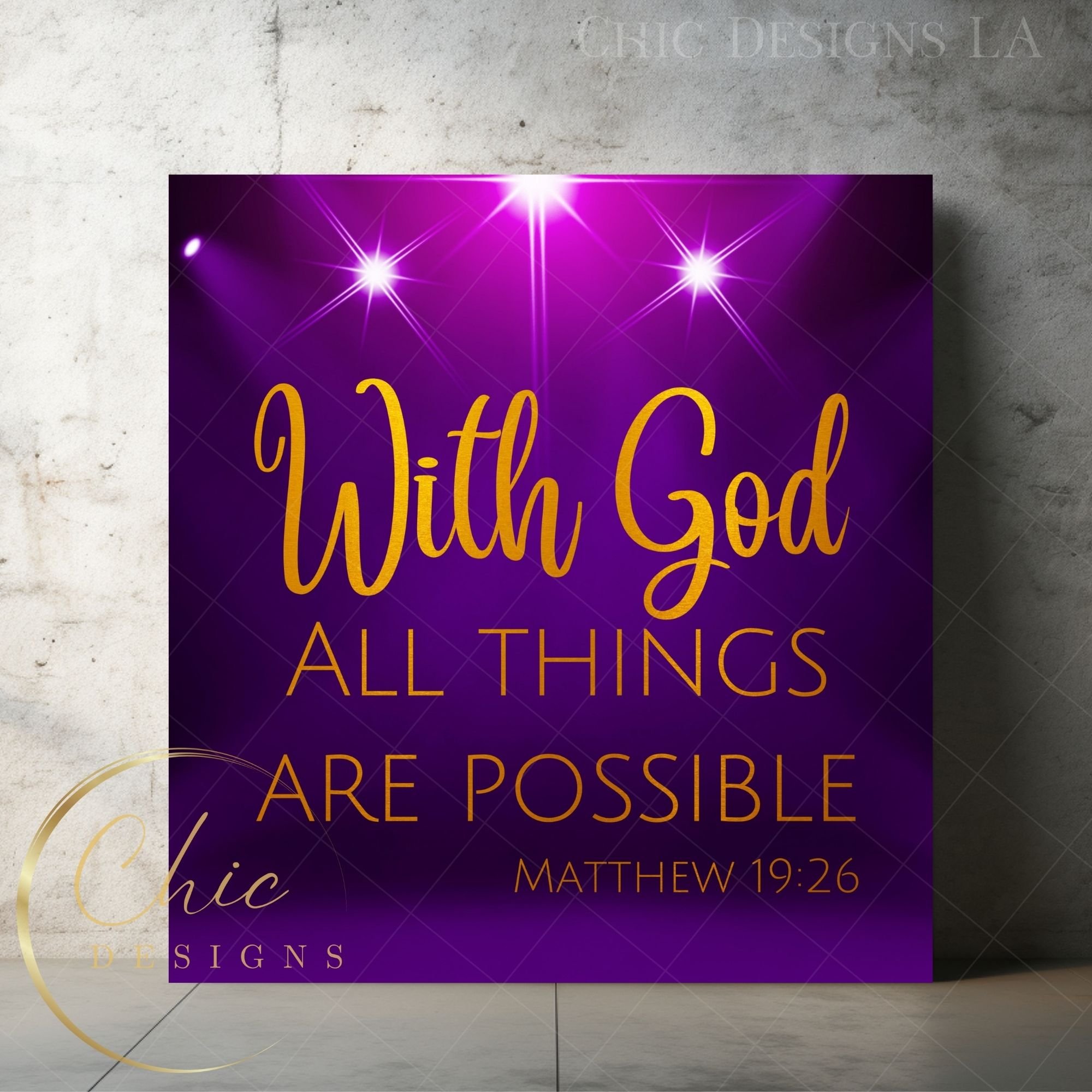 Purple, With God All Things are Possible Scripture Digital Print ...