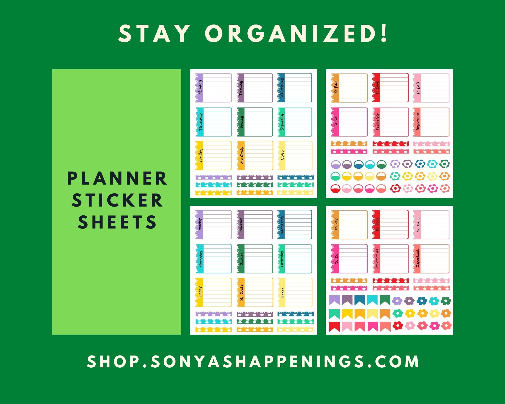 Planner Stickers Sheets ~ Stay Organized With These 4 Pages! - Payhip