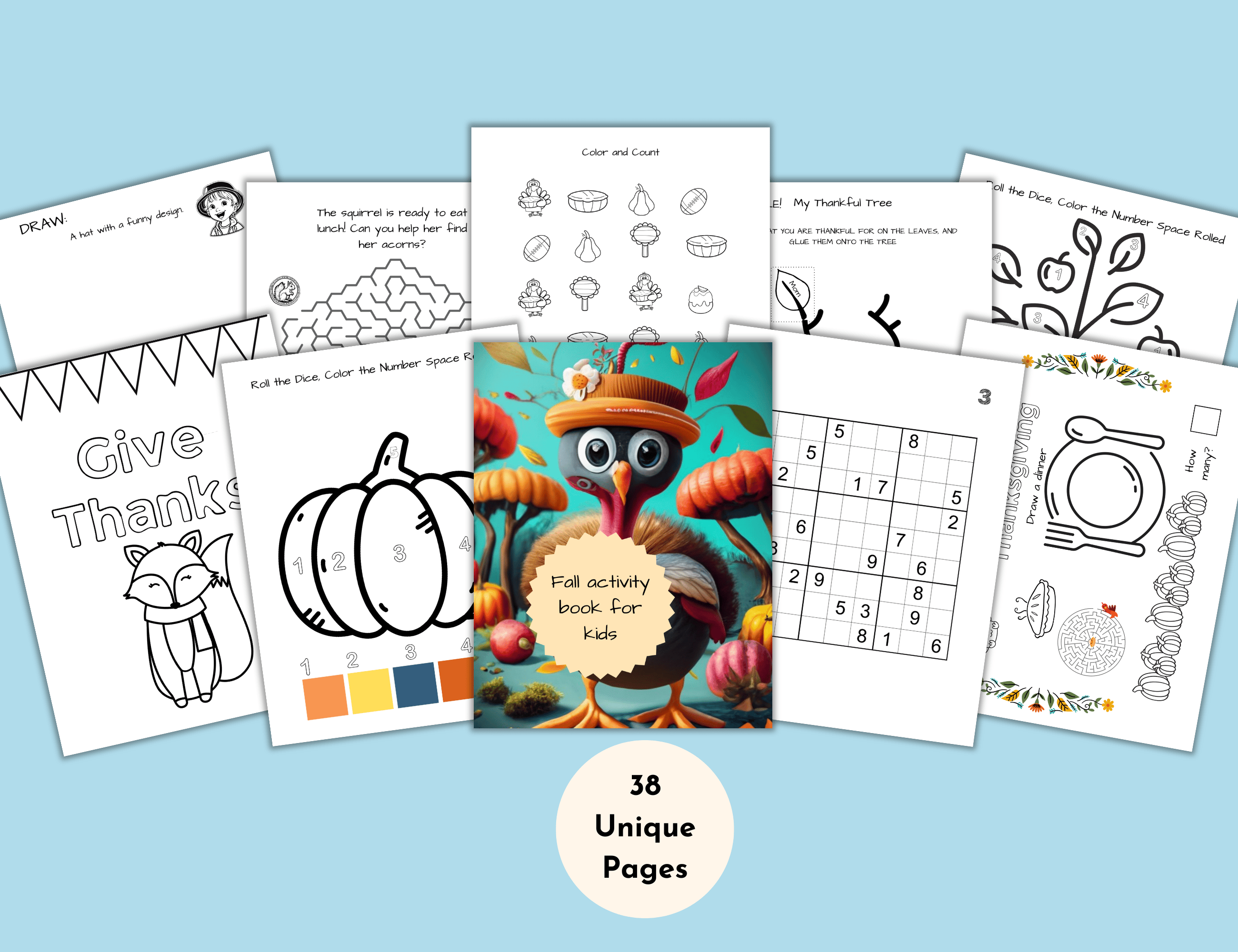 Kids Printable Thanksgiving Fall Activity Book PLR Canva Template - Payhip