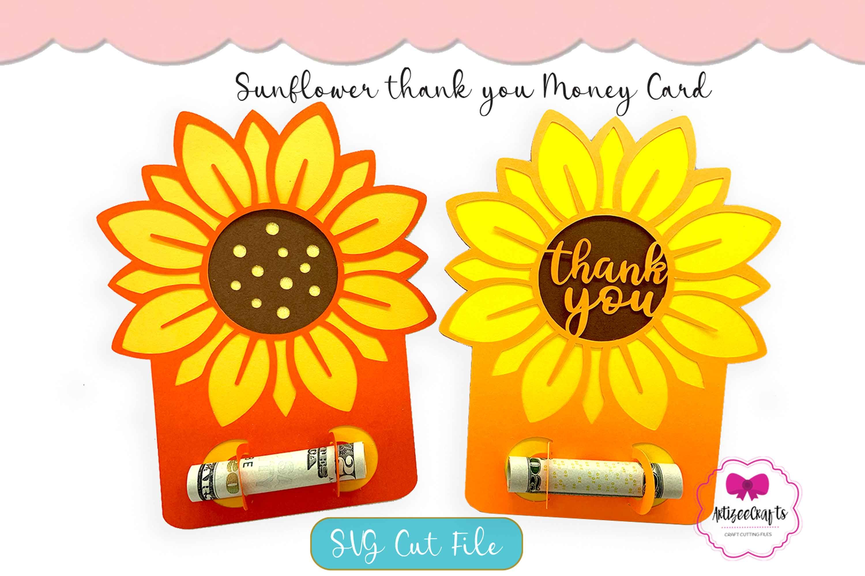 Sunflower Money Gift Card, Thank you Money Card Cut File - Payhip