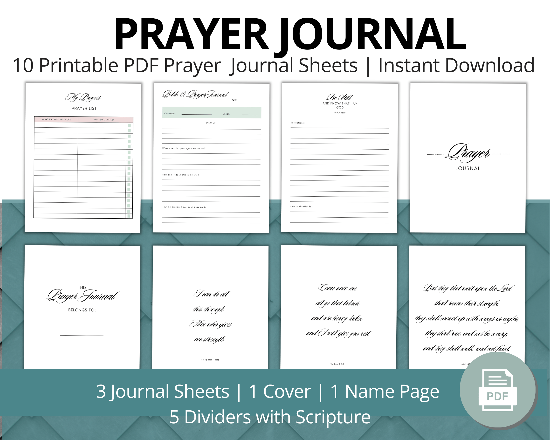 Prayer Journal Pages | Printable | PDF Instant Download | Minimalist ...
