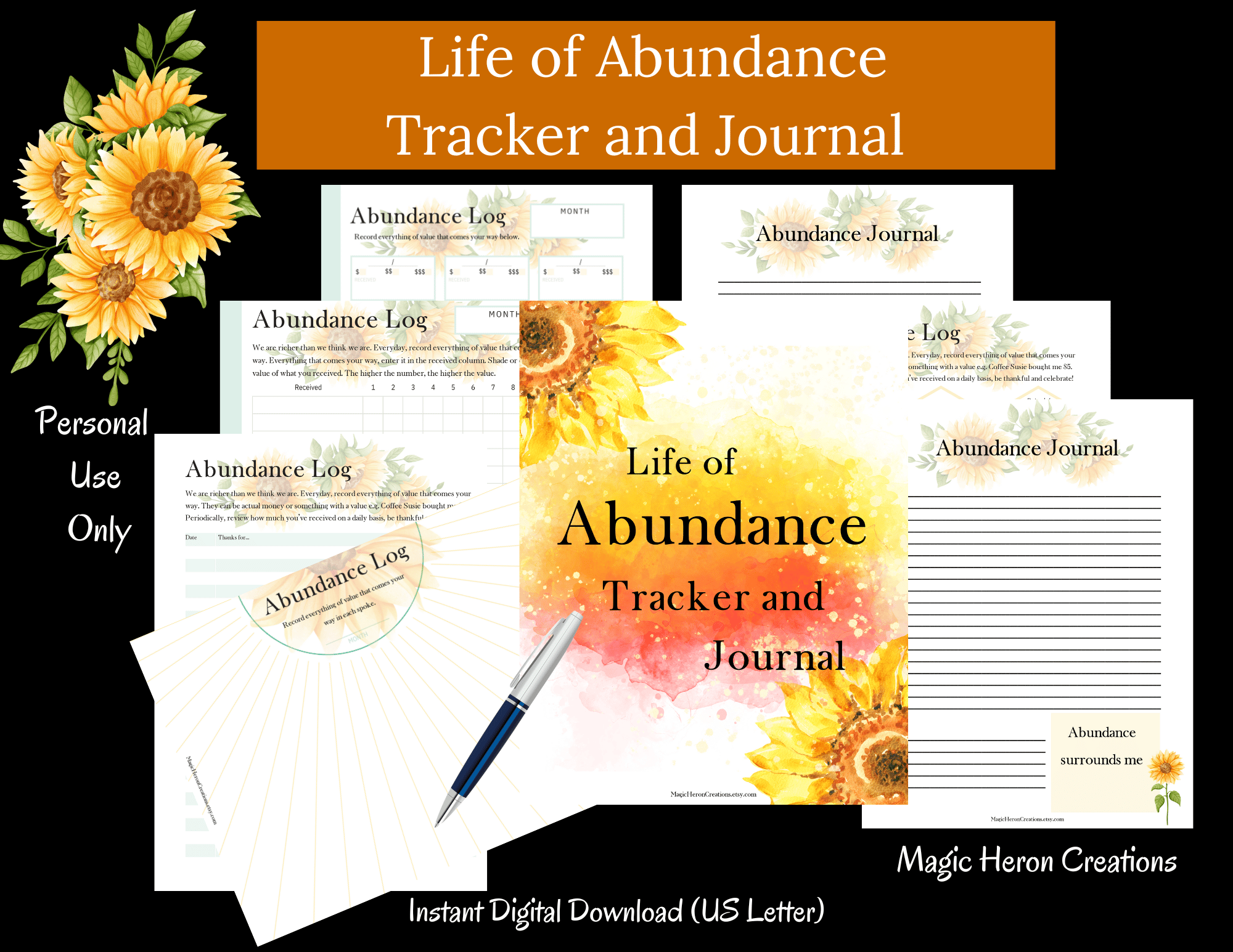 Life of Abundance Tracker and Journal Printable, Abundance Log Planner ...
