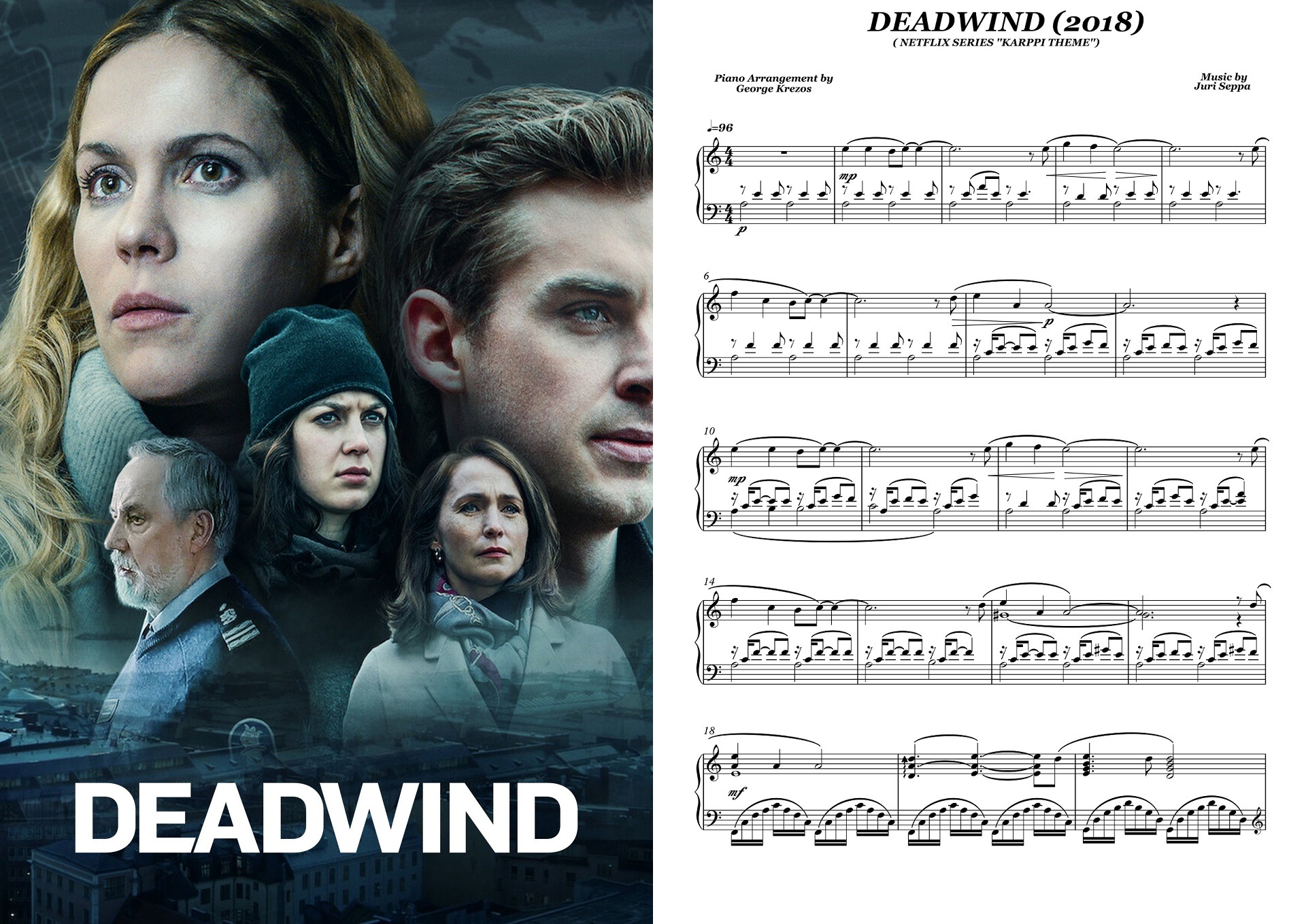 DEADWIND (2018 Netflix Series) ''Karppi Theme''- (Piano Sheet Music)