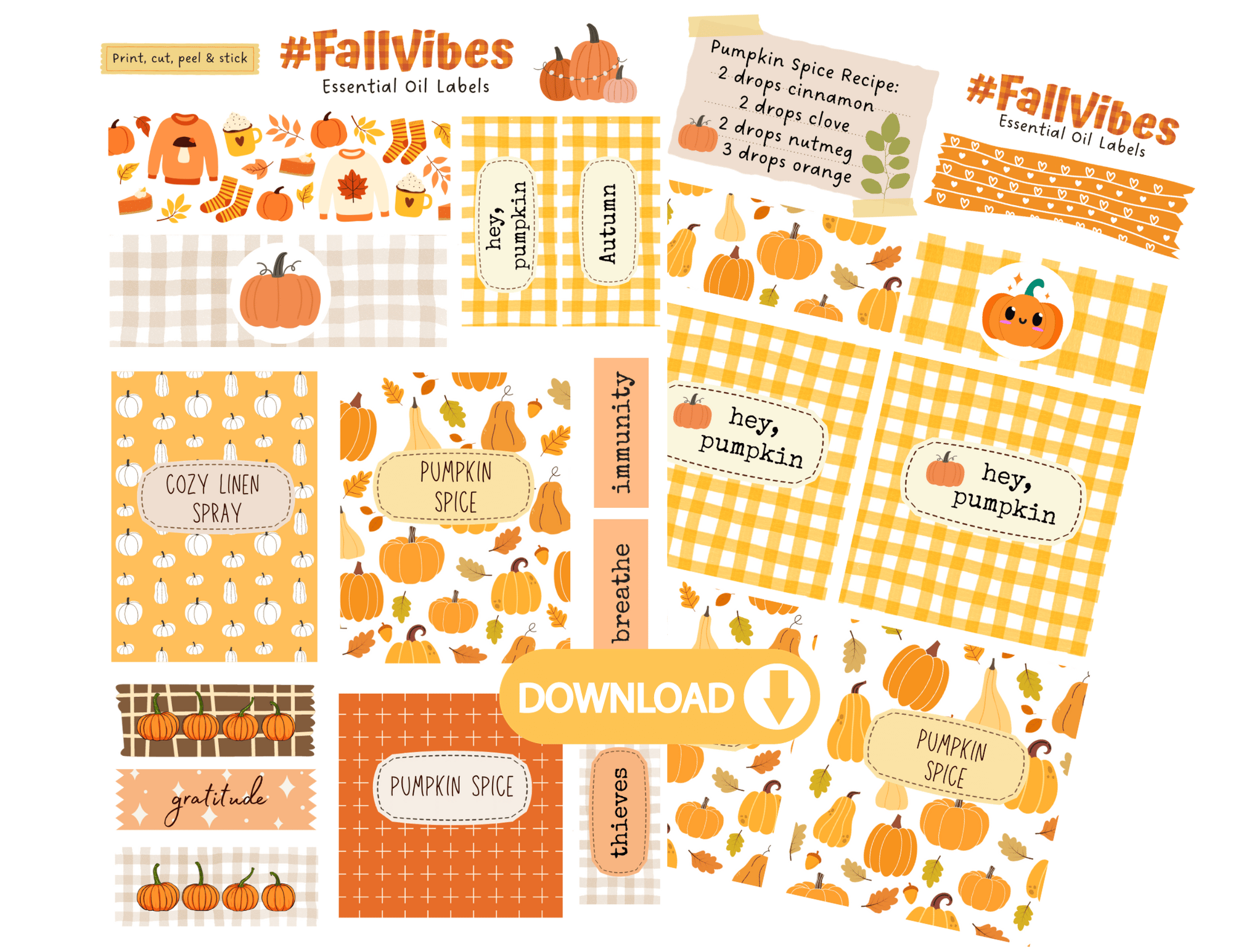 Fall Vibes Essential Oils Sticker Label Sheets A1 - Payhip