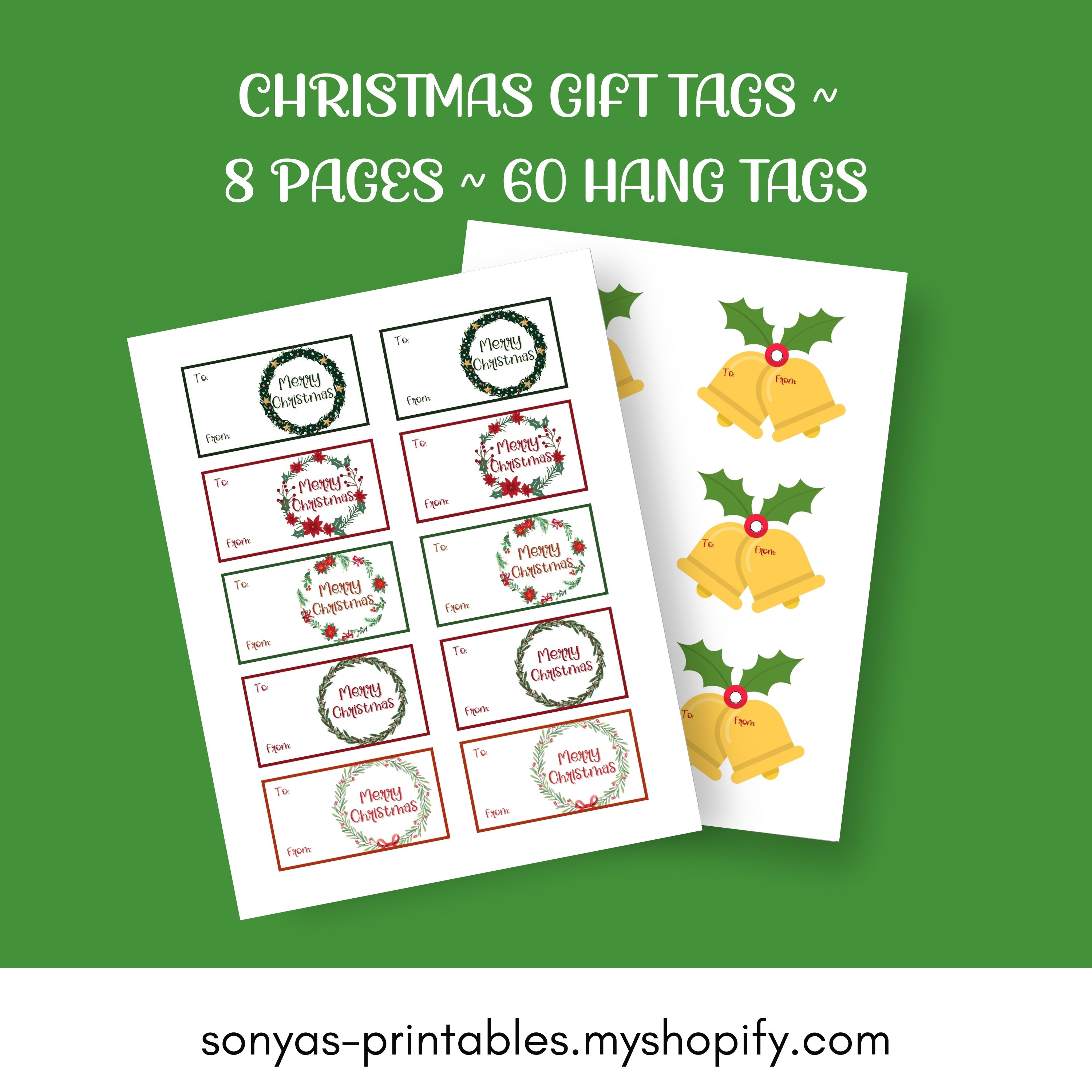 Printable Christmas Gift Tags | Holiday Hang Tags | Printable Holiday ...