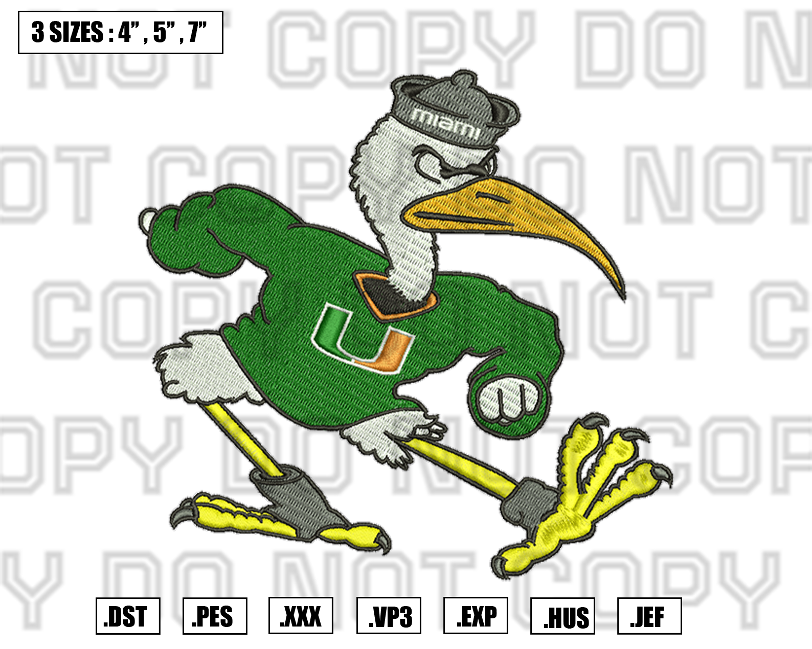 Miami Hurricanes Mascot Embroidery Design, NFL Embroidery Files ...