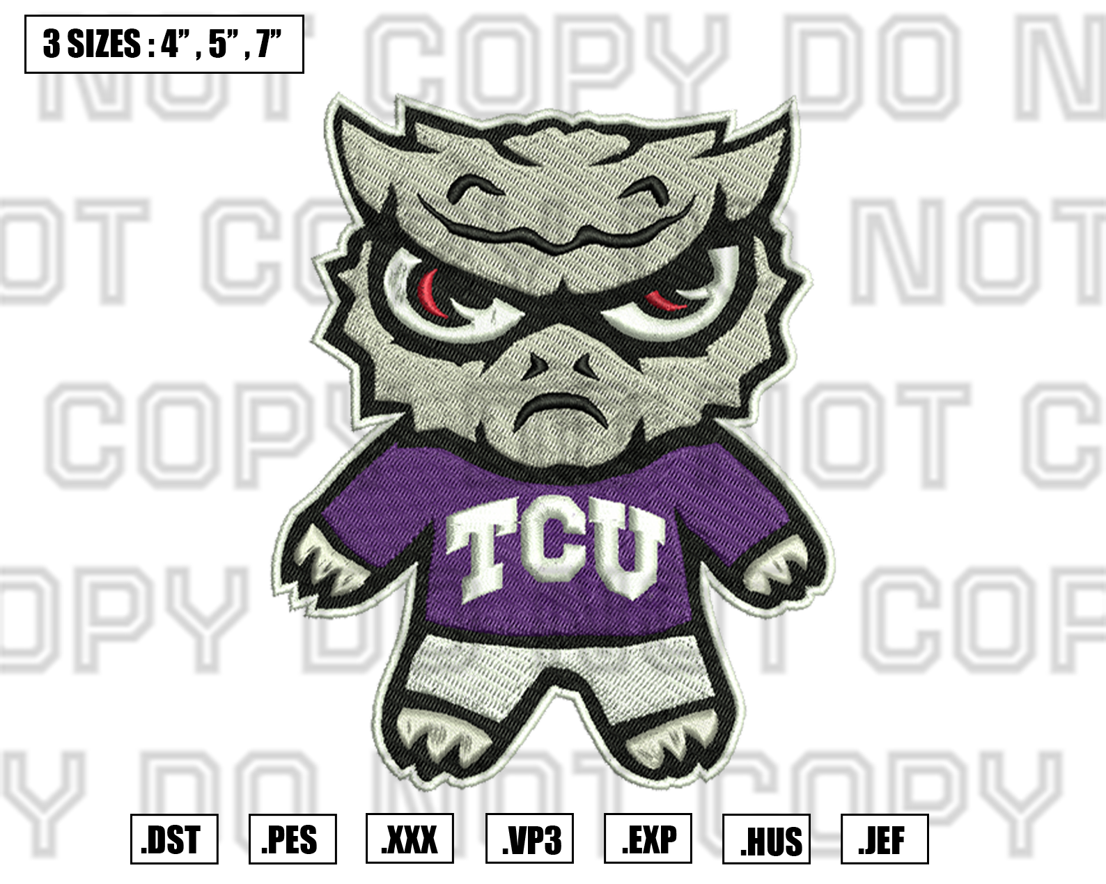 TCU Horned Frogs Mascot Embroidery Design, NFL Embroidery Files ...