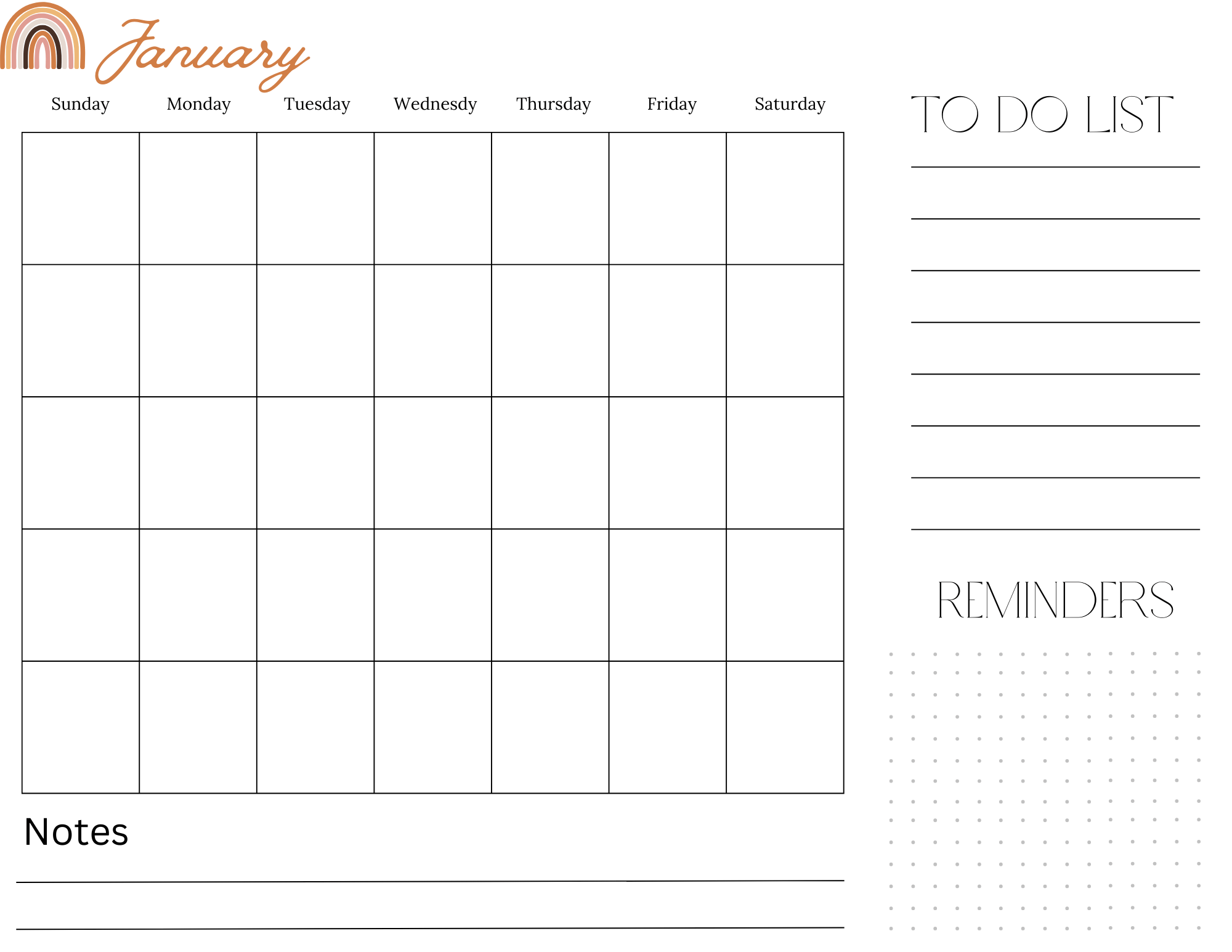 Boho 12 Month Printable Calendar - Payhip