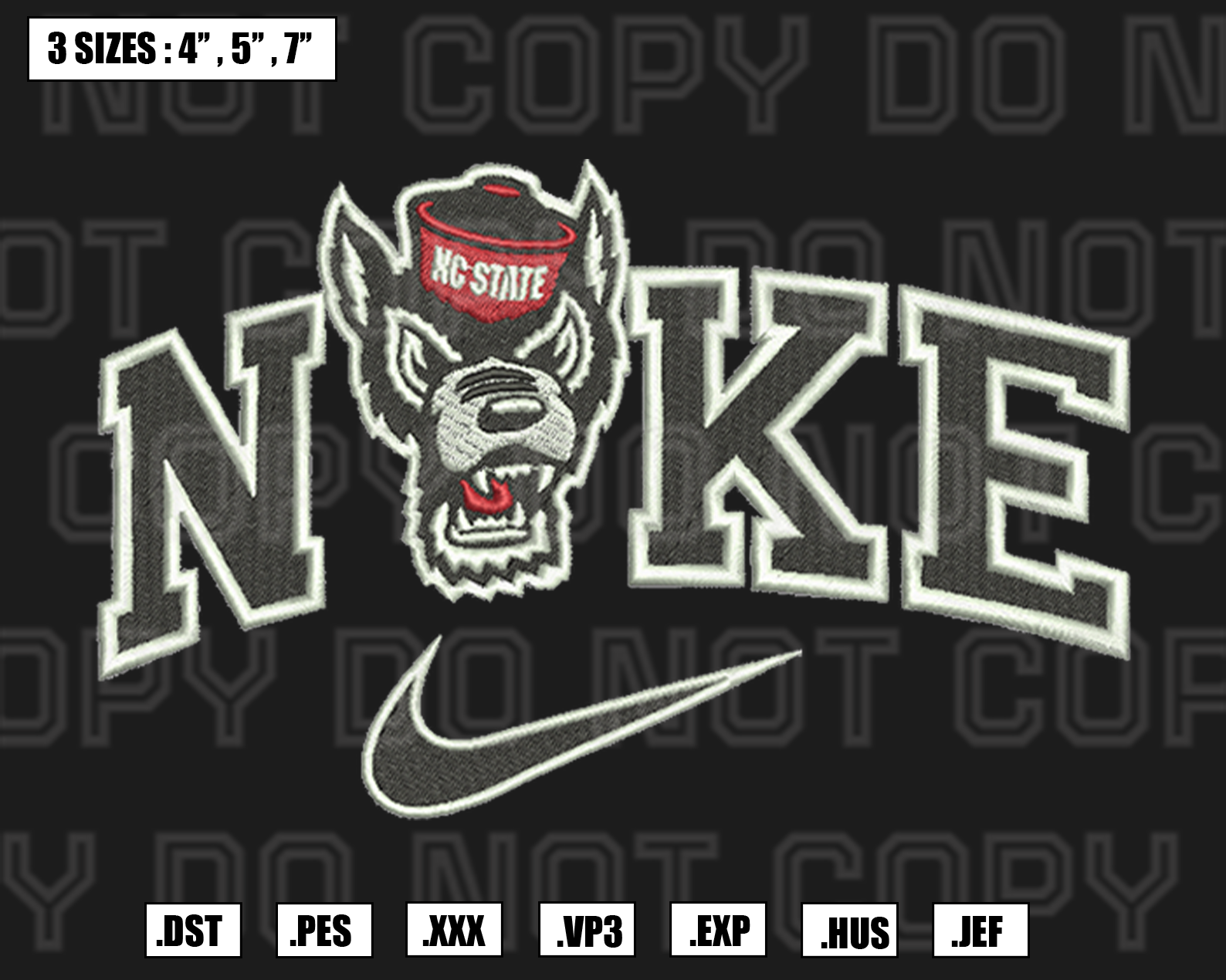 Nike NC State Wolfpack Embroidery Designs, Machine Embroidery Files ...