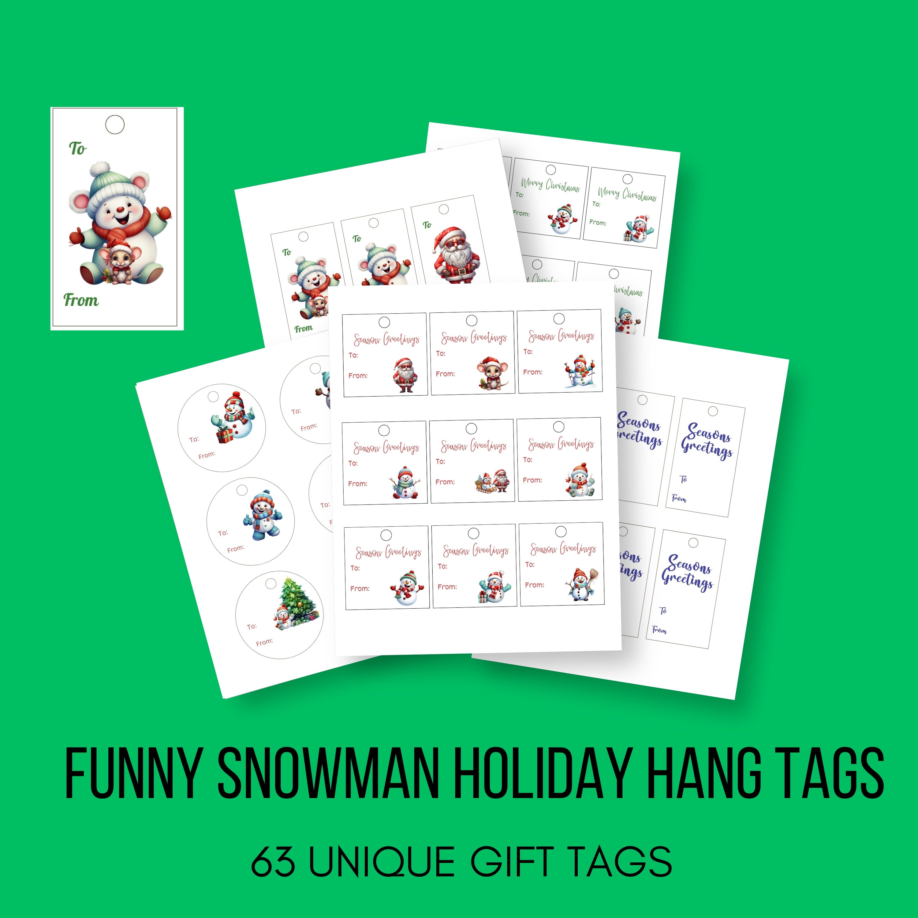 Printable Funny Snowman Gift Tags | Funny Snowman Hang Tags | Unique ...