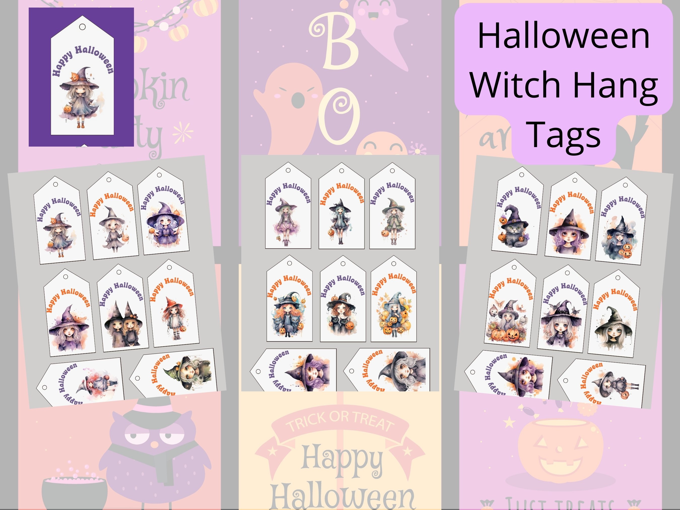 Printable Halloween Witch Gift Tags | Halloween Witch Hang Tags ...