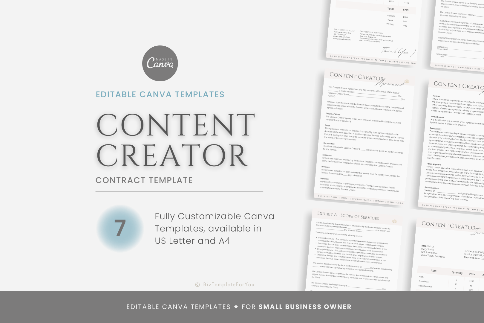Editable Content Creator Contract Template, Freelance Content Creator ...
