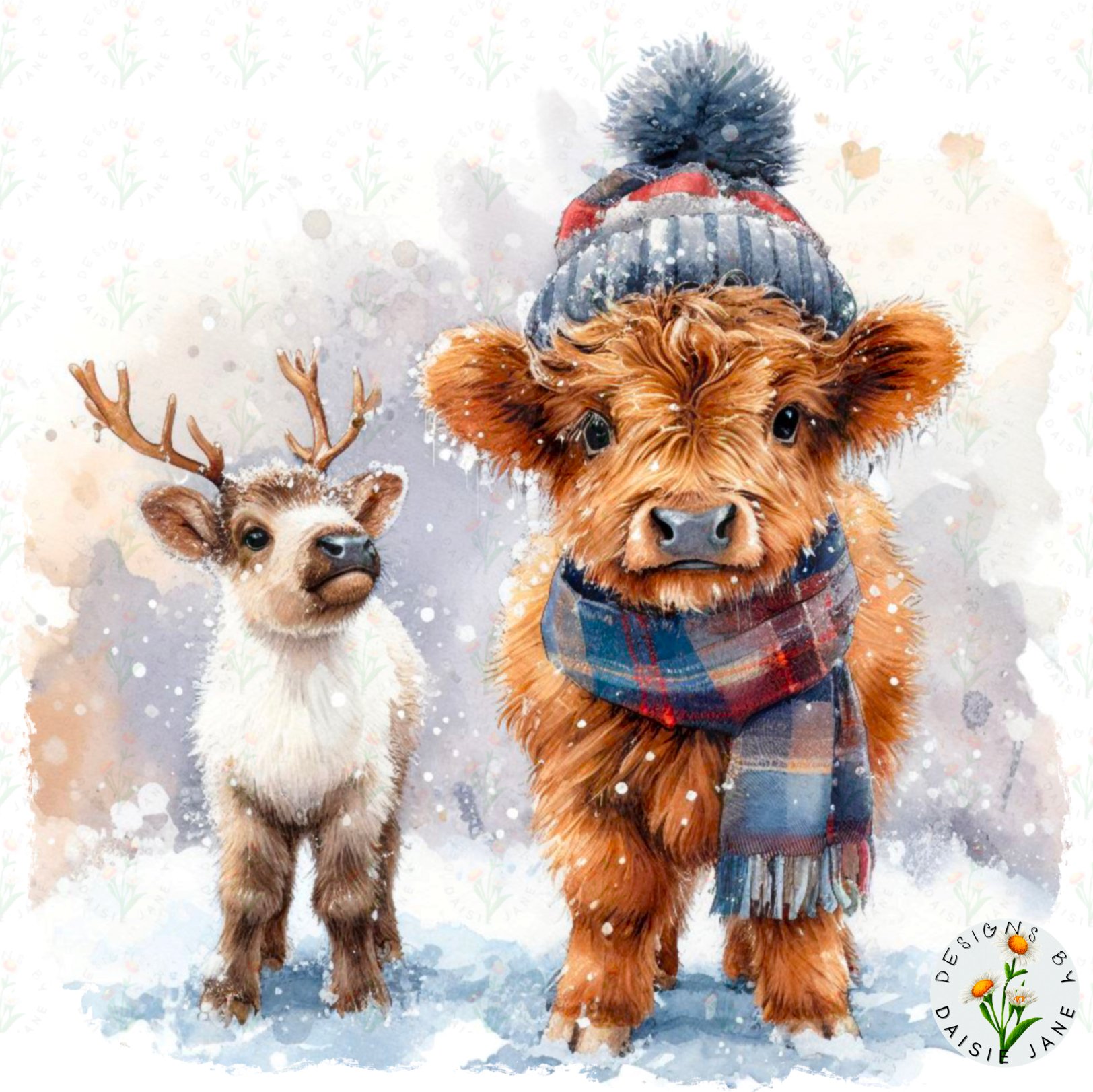 Cute Baby Highland Cow & Reindeer - Payhip