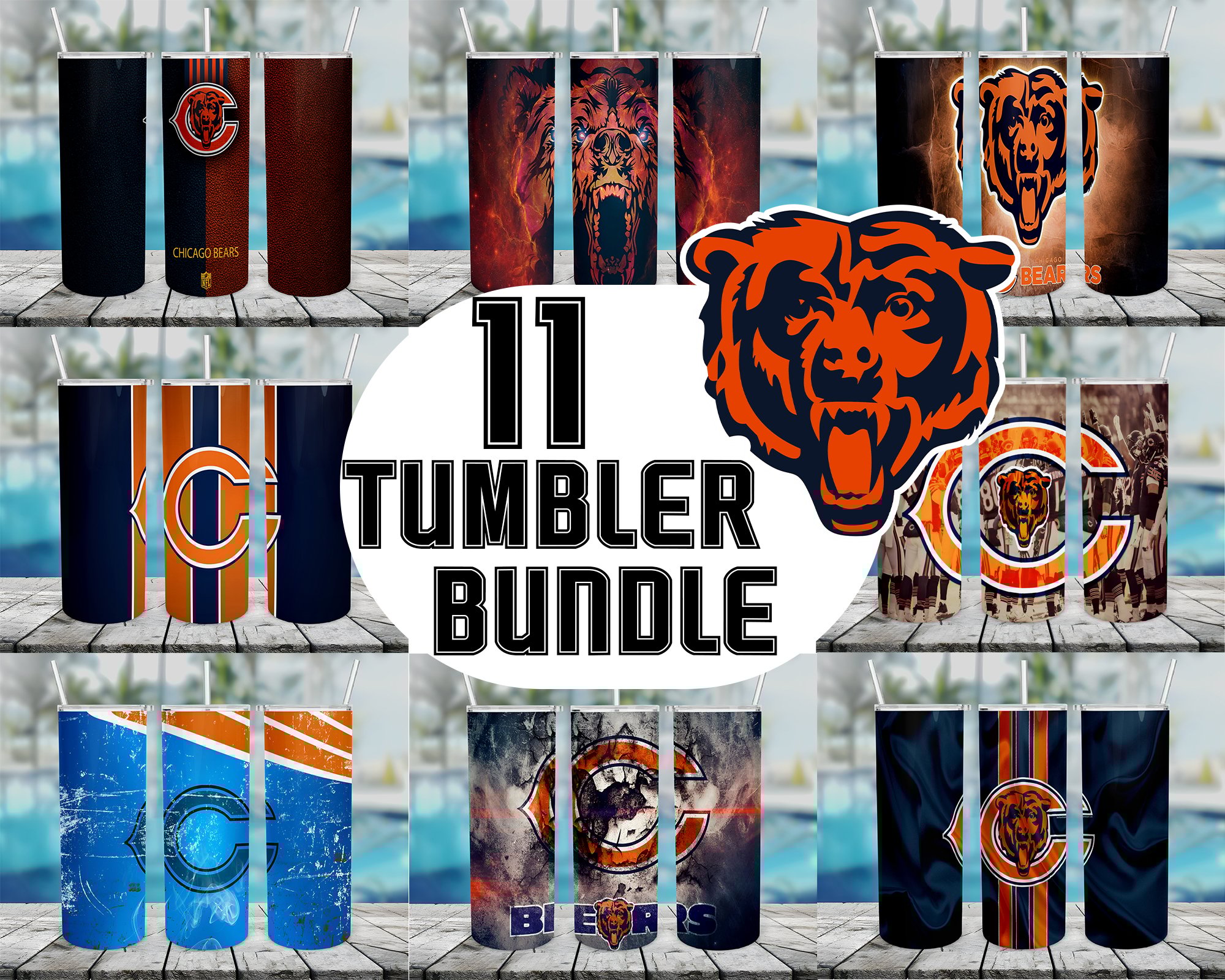 NFL Tumbler Png - 20oz Tumbler Design - Chicago Bears Tumbler ...