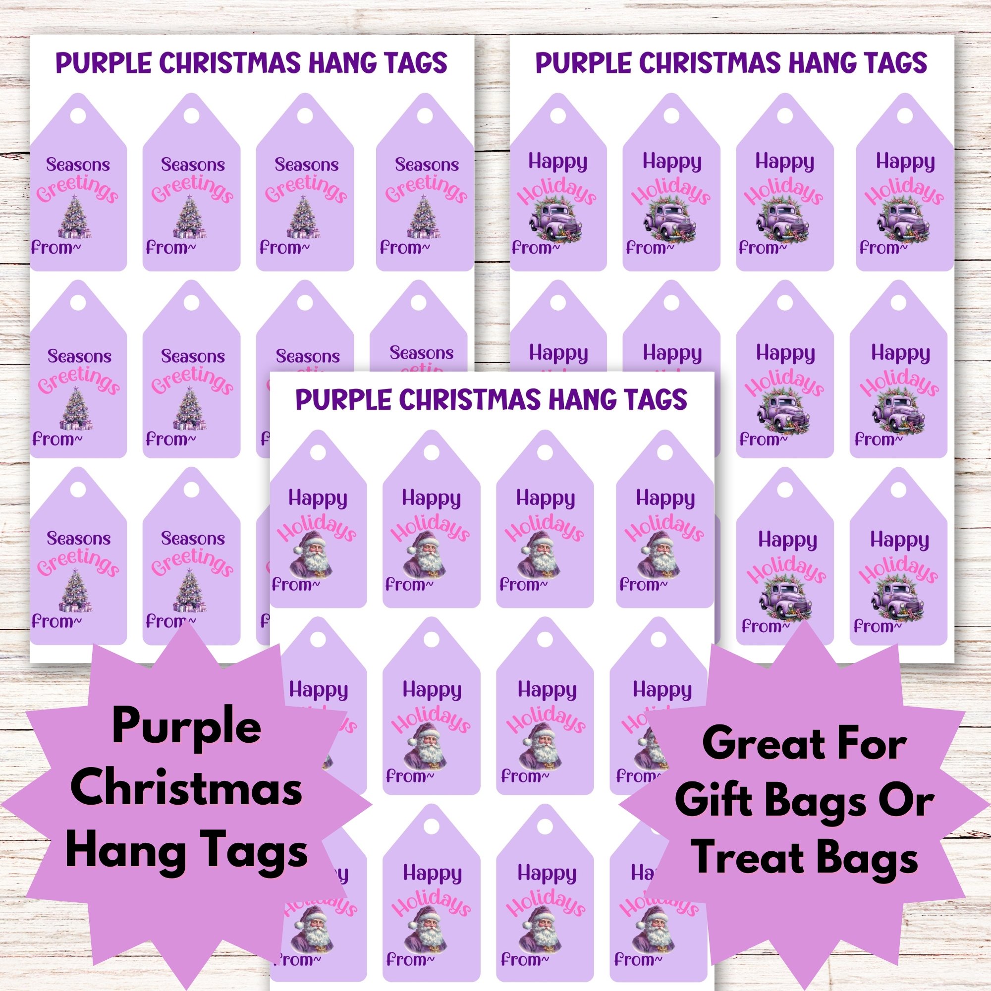 Printable Purple Christmas Hang Tags | Purple Holiday Gift Tags ...