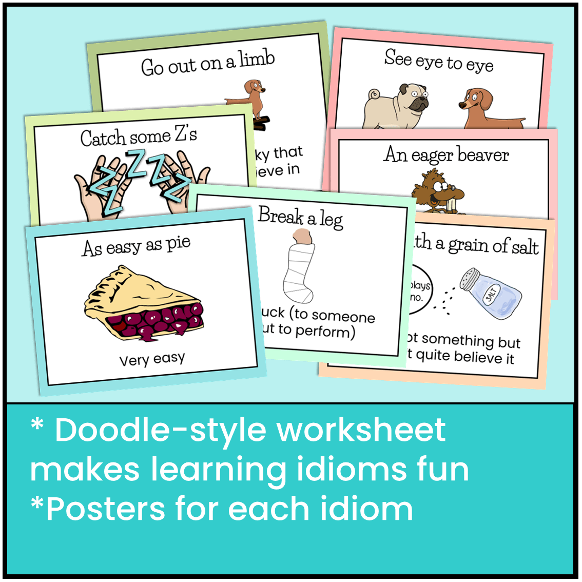 Idioms Stations 4th, 5th, 6th, 7th Grade Worksheet Posters