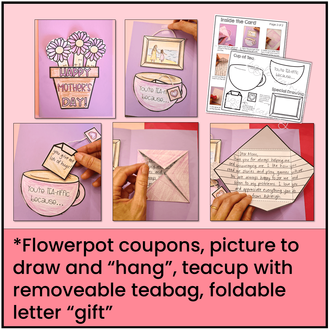 Mother's Day Card Interactive Craft Card 2nd, 3rd, 4th, 5th, 6th Grade