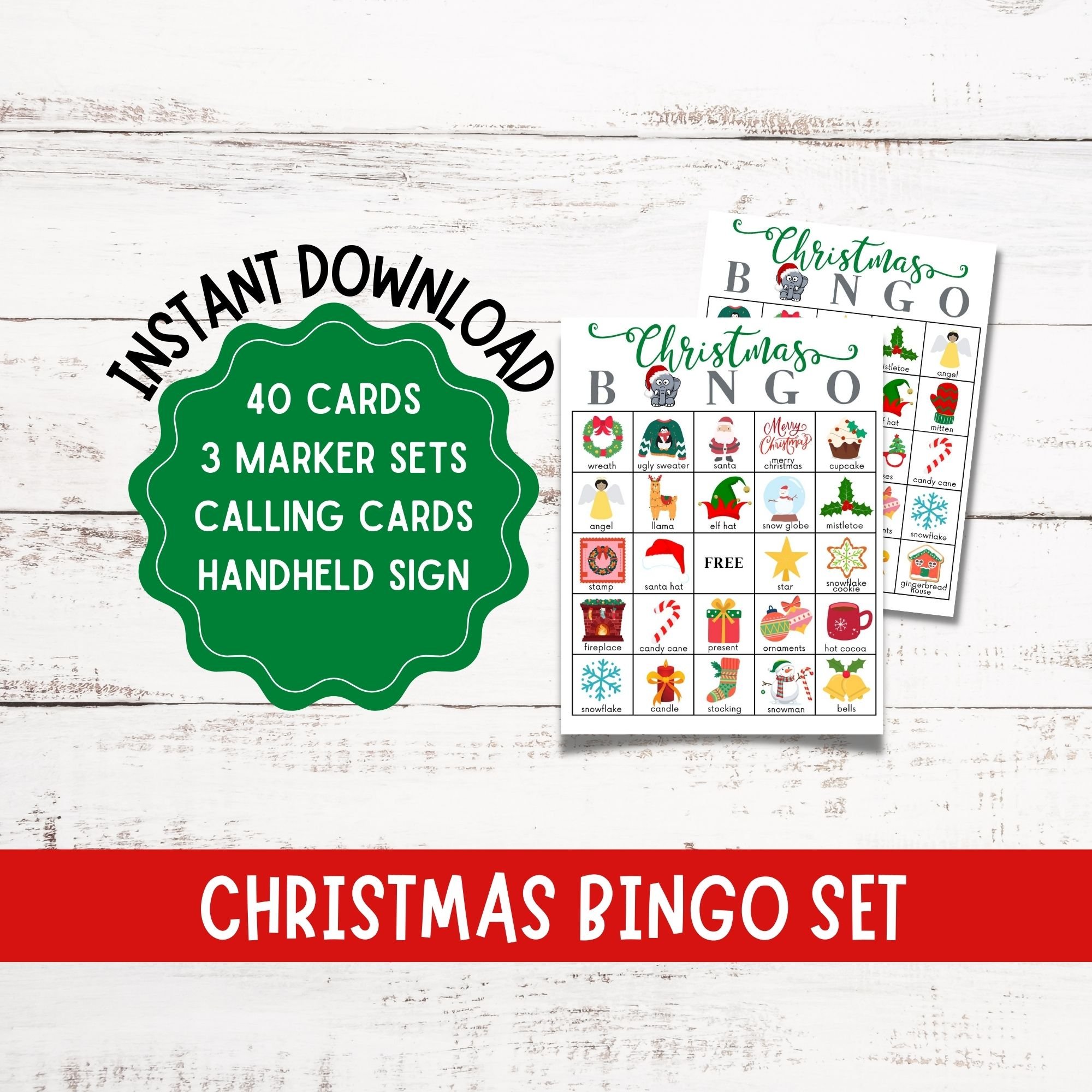 White Elephant Christmas Party Game | Printable Christmas Bingo Cards ...