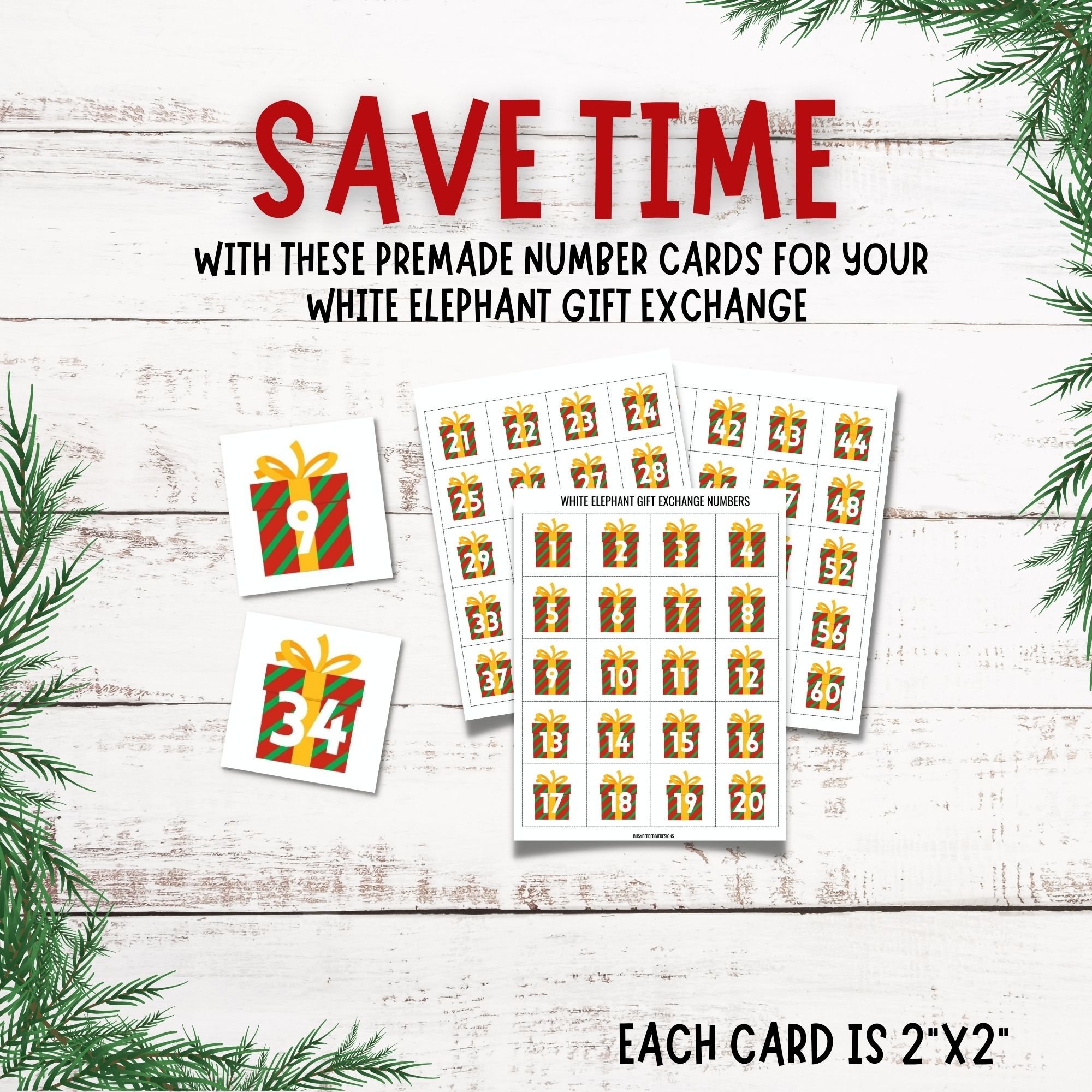 White Elephant Gift Exchange Printable Numbers | Editable Download for ...