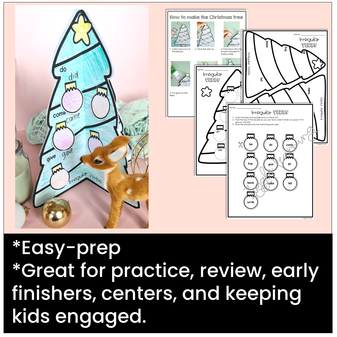 Christmas Tree Irregular Verbs Craft Activity