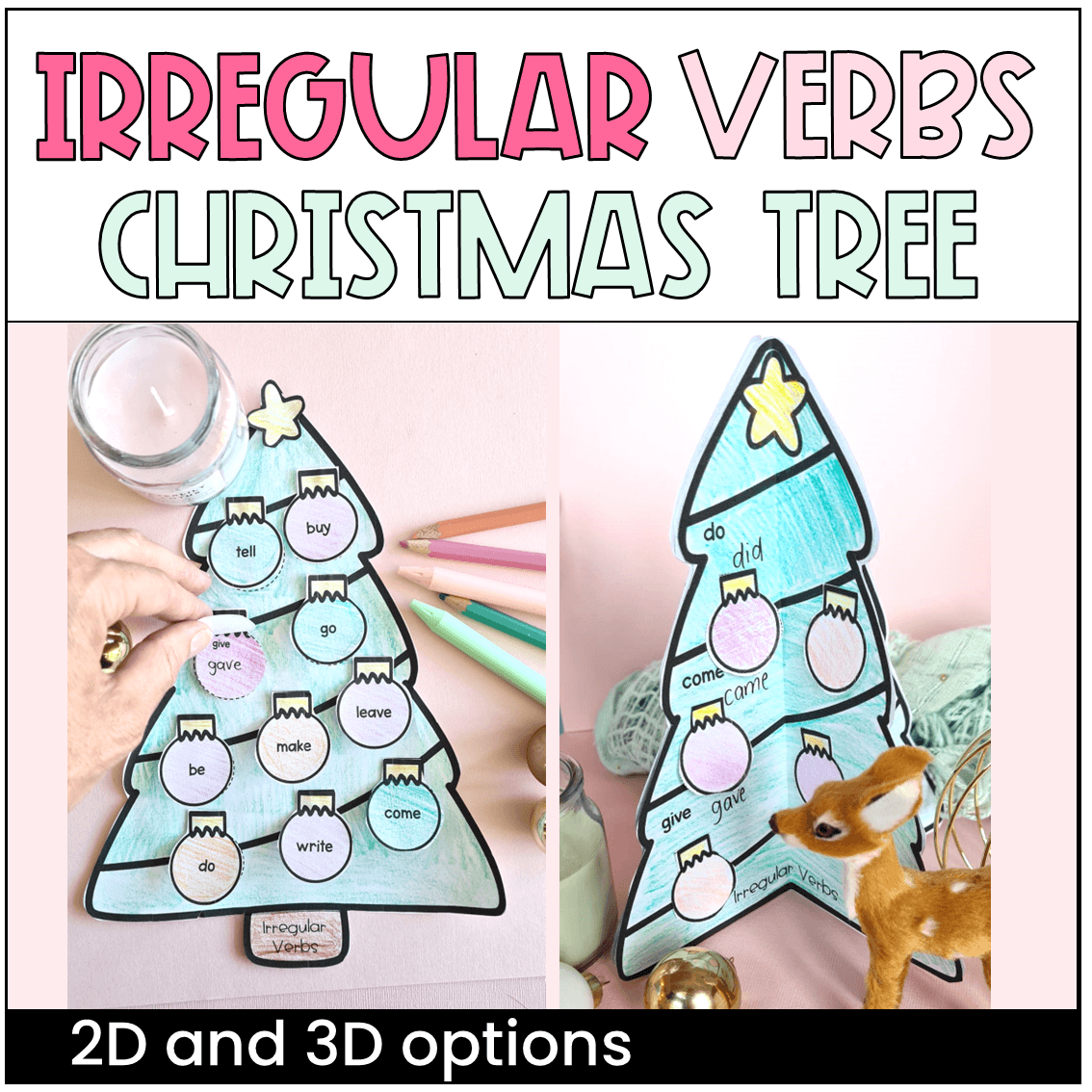 Christmas Tree Irregular Verbs Craft Activity