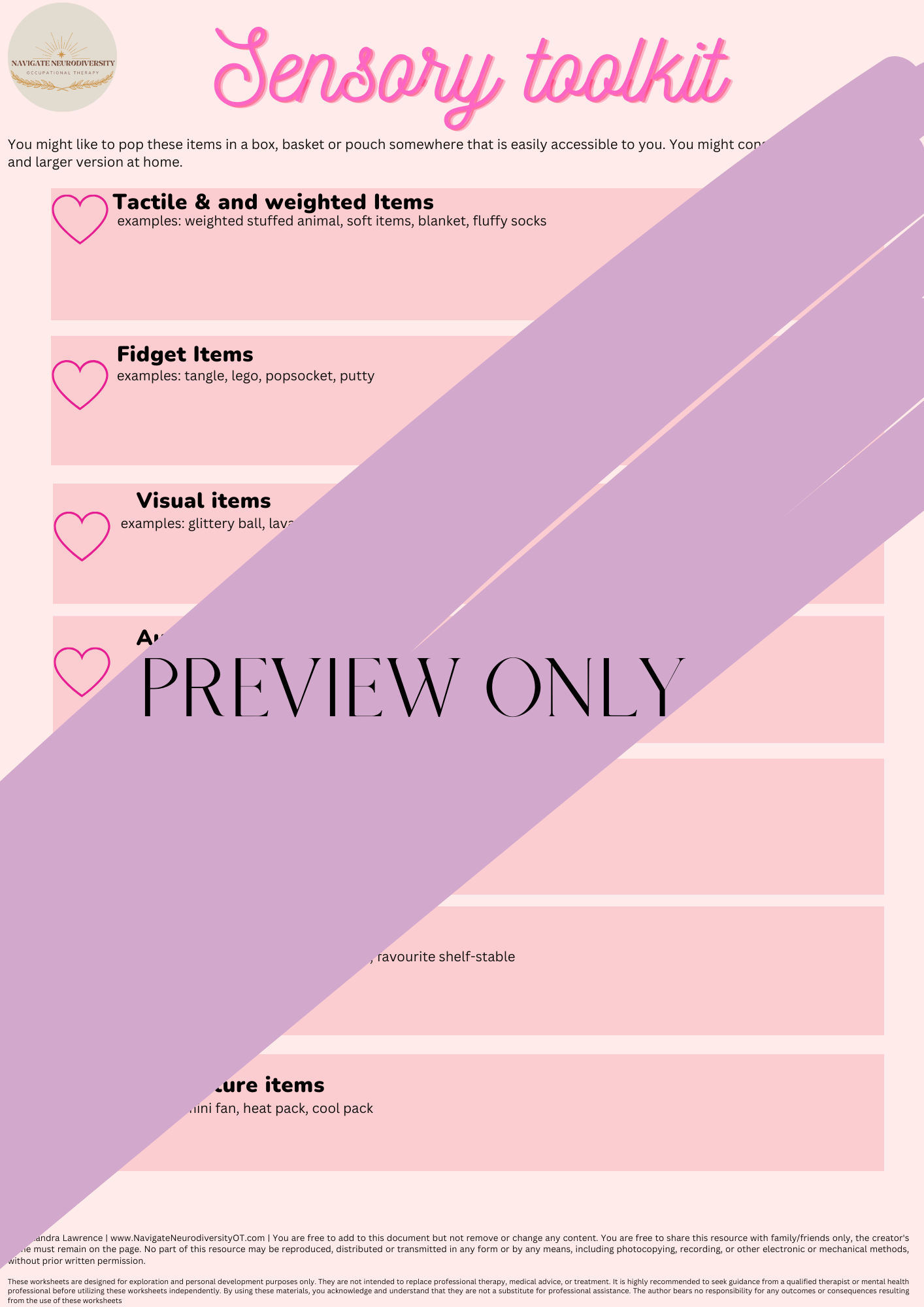 Sensory toolkit template PDF download & canva link (for individual use ...