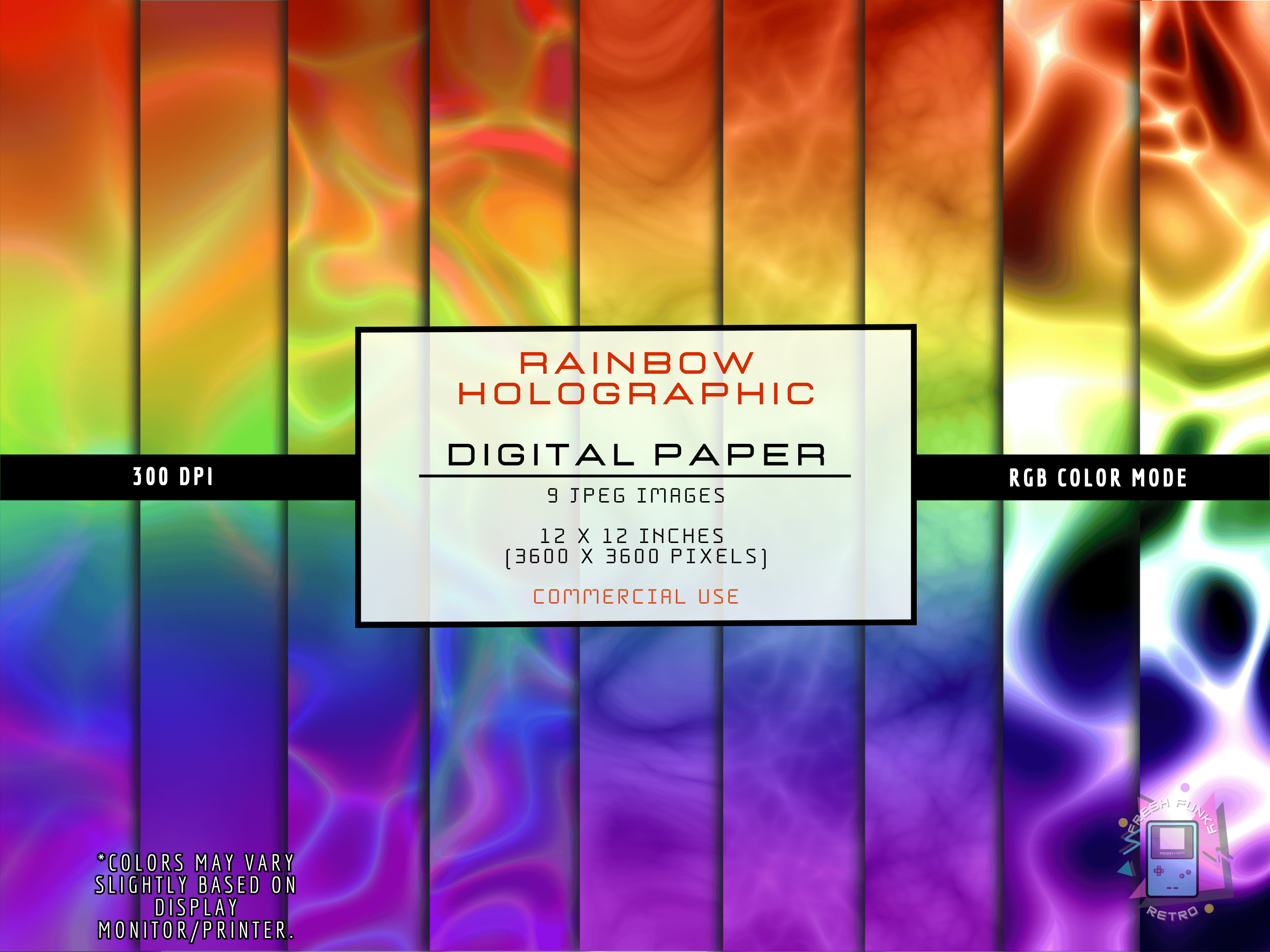 Rainbow Holographic Digital Papers | Commercial Use | Instant Download ...
