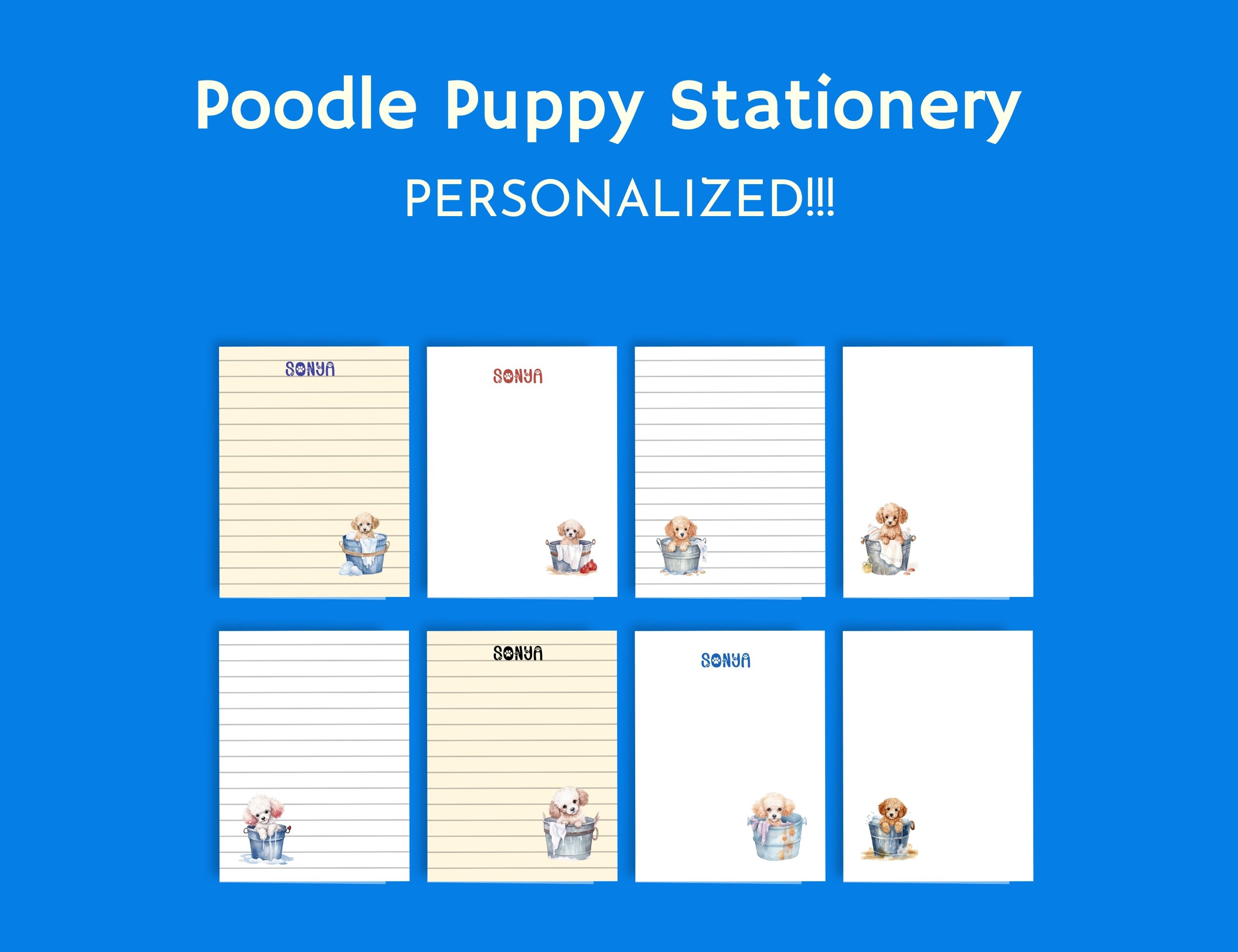 Personalized Poodle Puppy Stationery | Printable Poodle Writing Paper ...