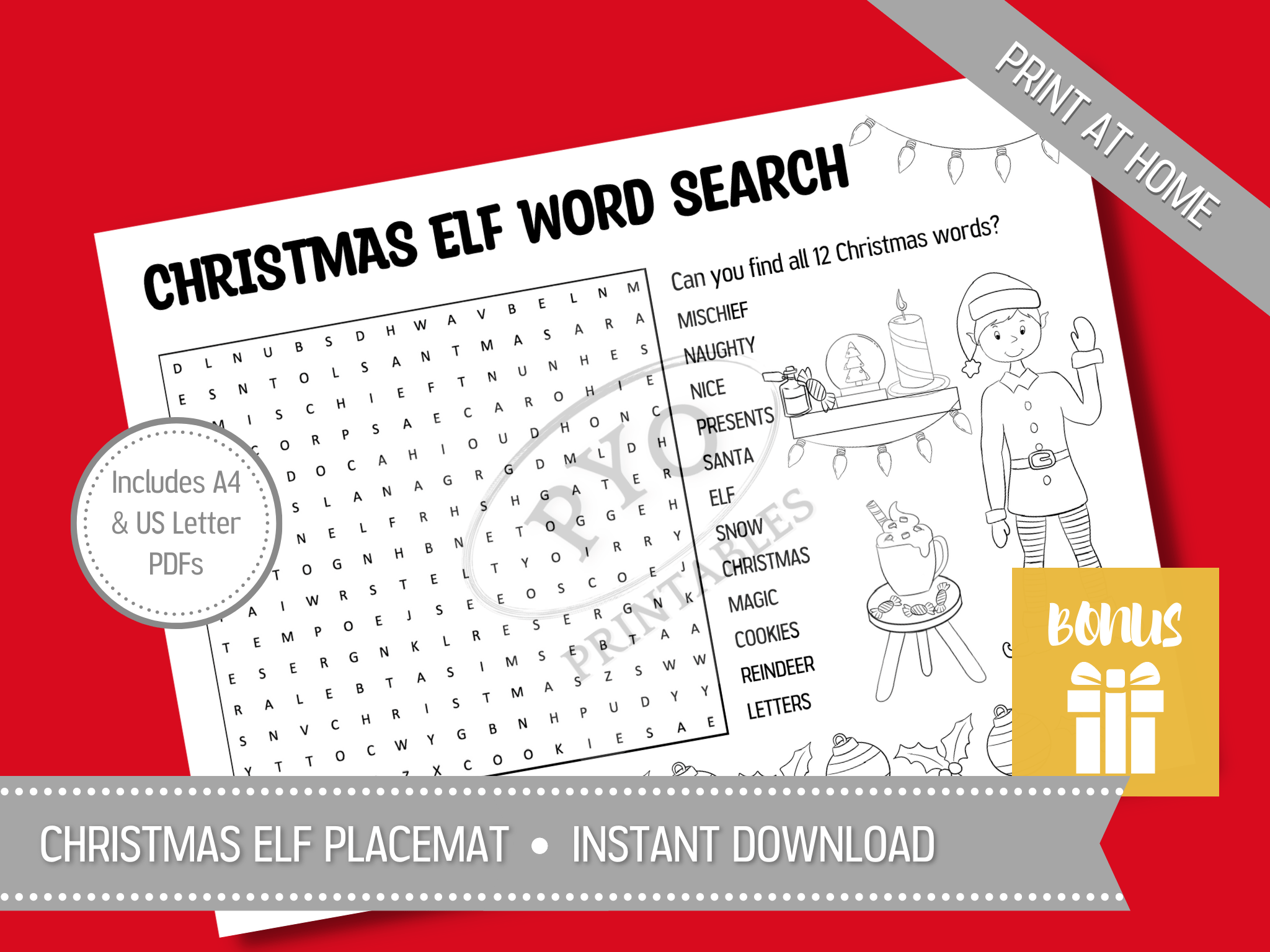 Printable Christmas Elf Word Search