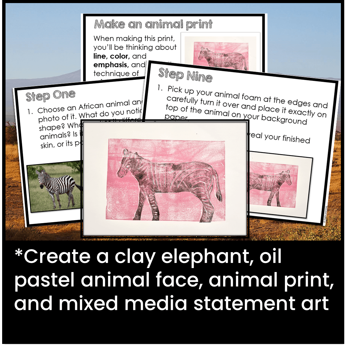 Africa Art Lessons African Animals 3rd, 4th, 5th, 6th, 7th Grade