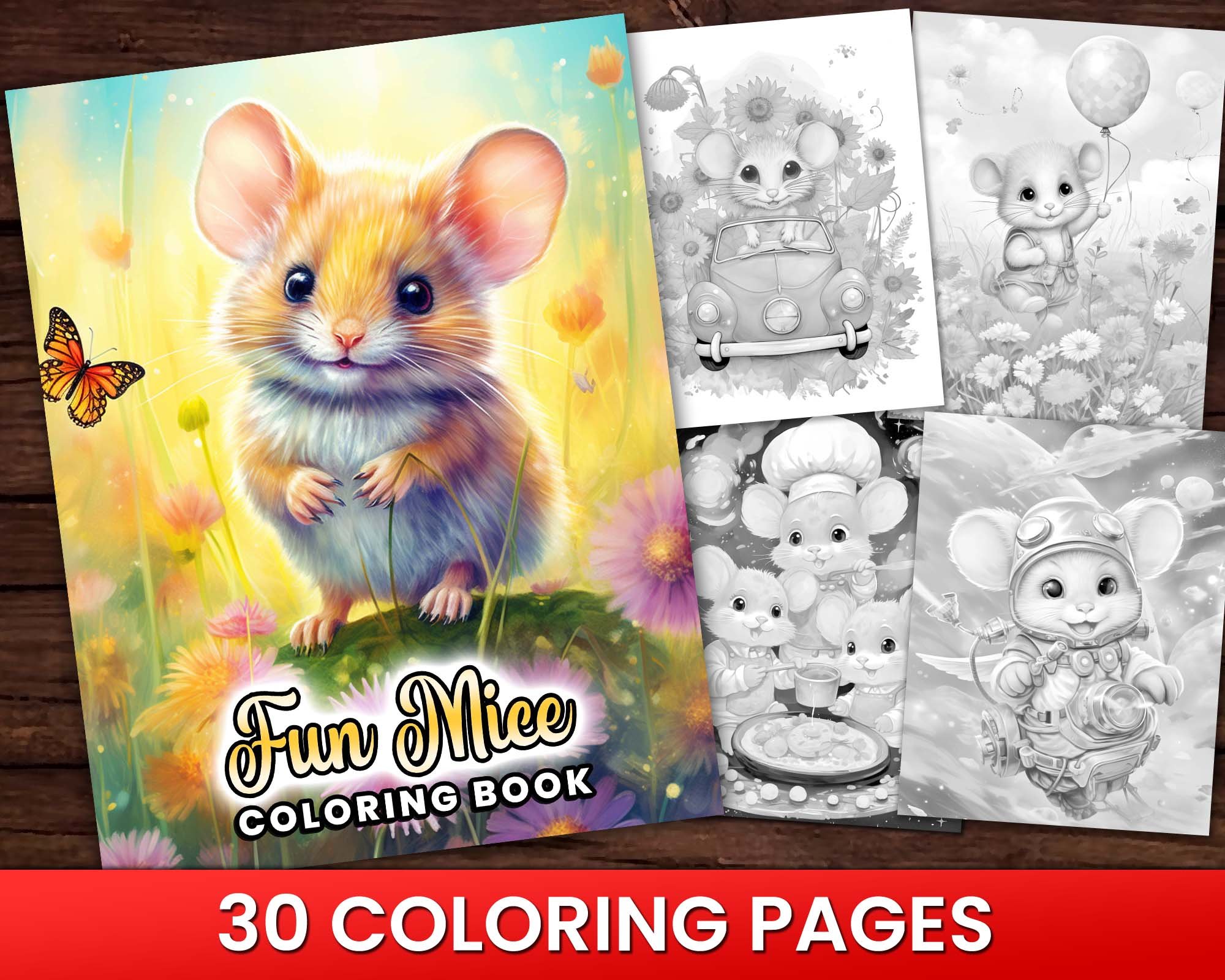 Cute Fun Mice Christmas Critters Cute Winter Animal Coloring Page Book ...