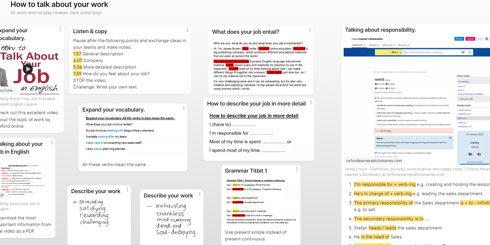 How to talk about your work Padlet - read, watch, play & talk - Payhip