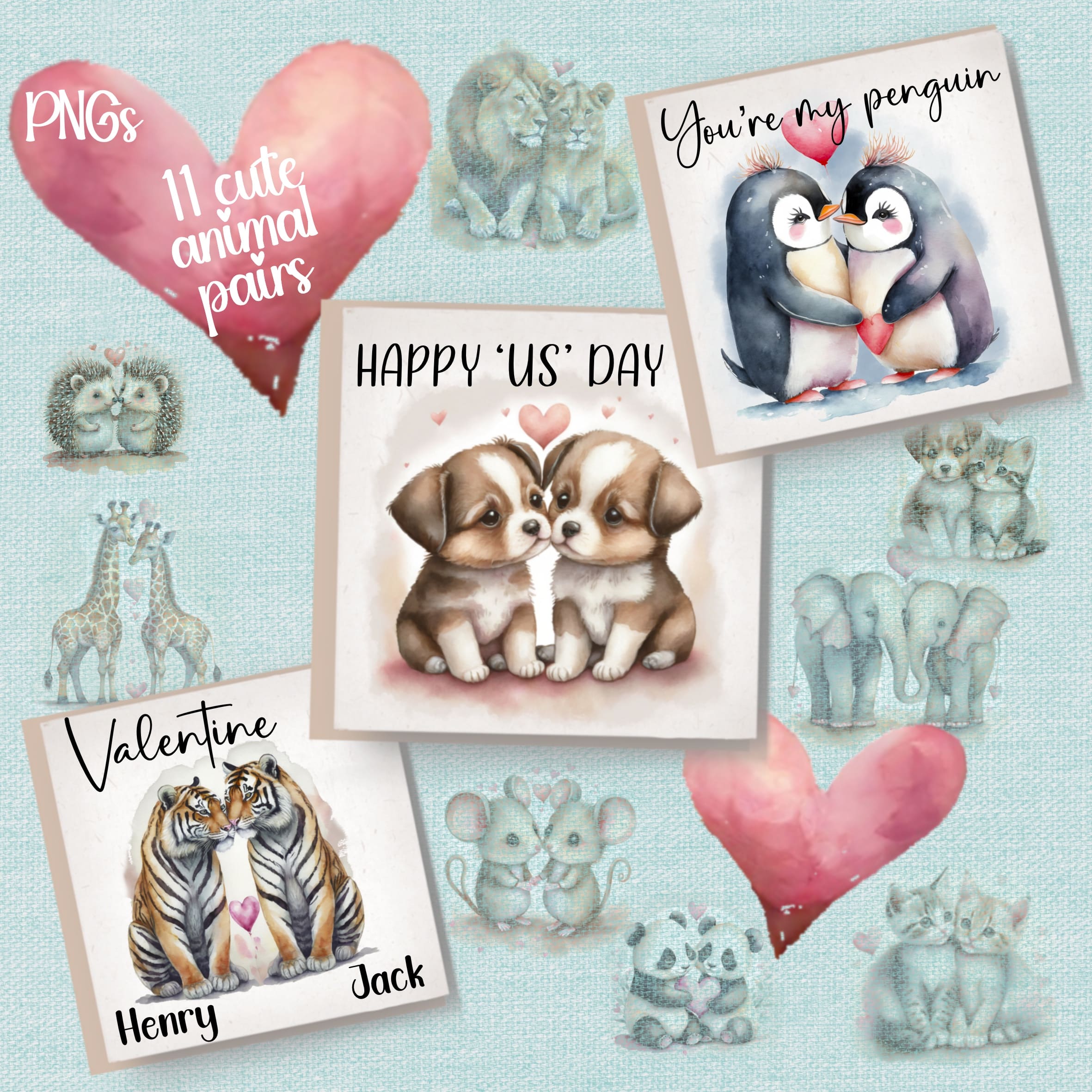 11 super cute animal pairs; valentines, love. Lions, tigers, giraffes ...