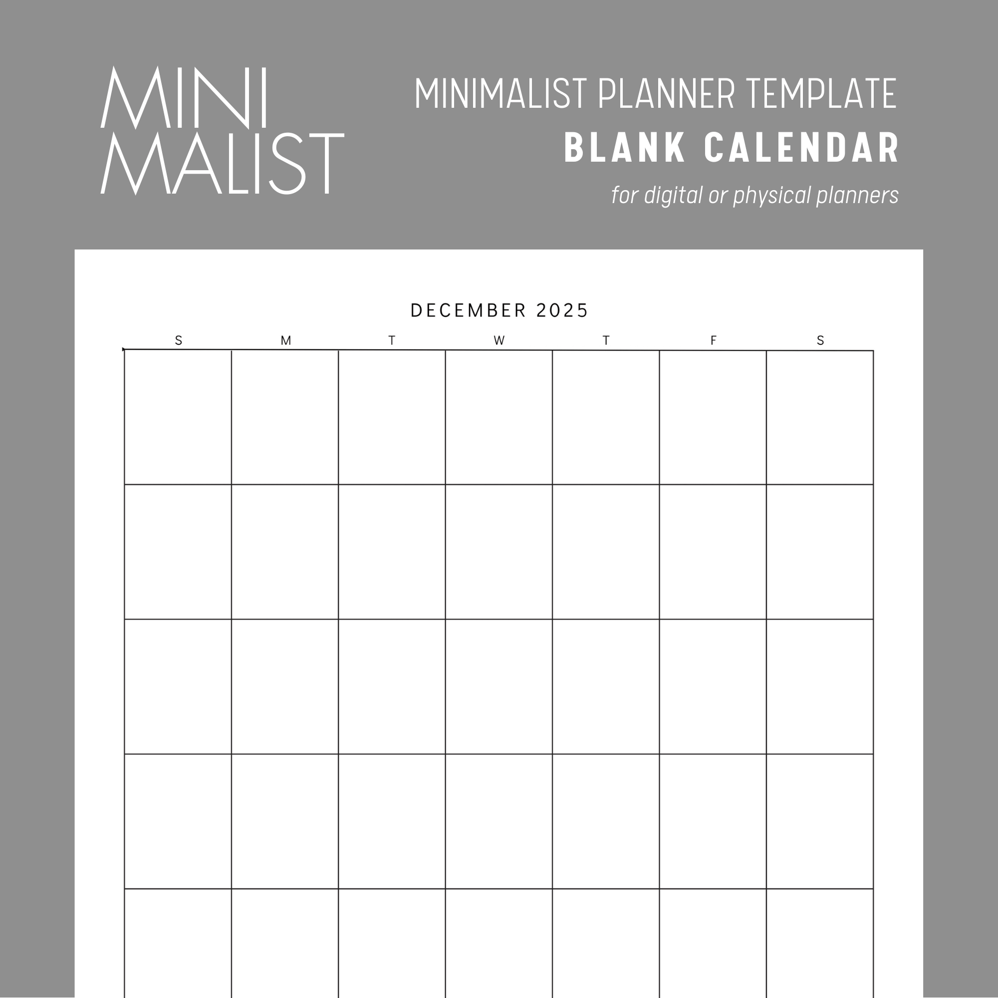 Minimalist Monthly Calendar Planner Page - Customizable and Printable ...