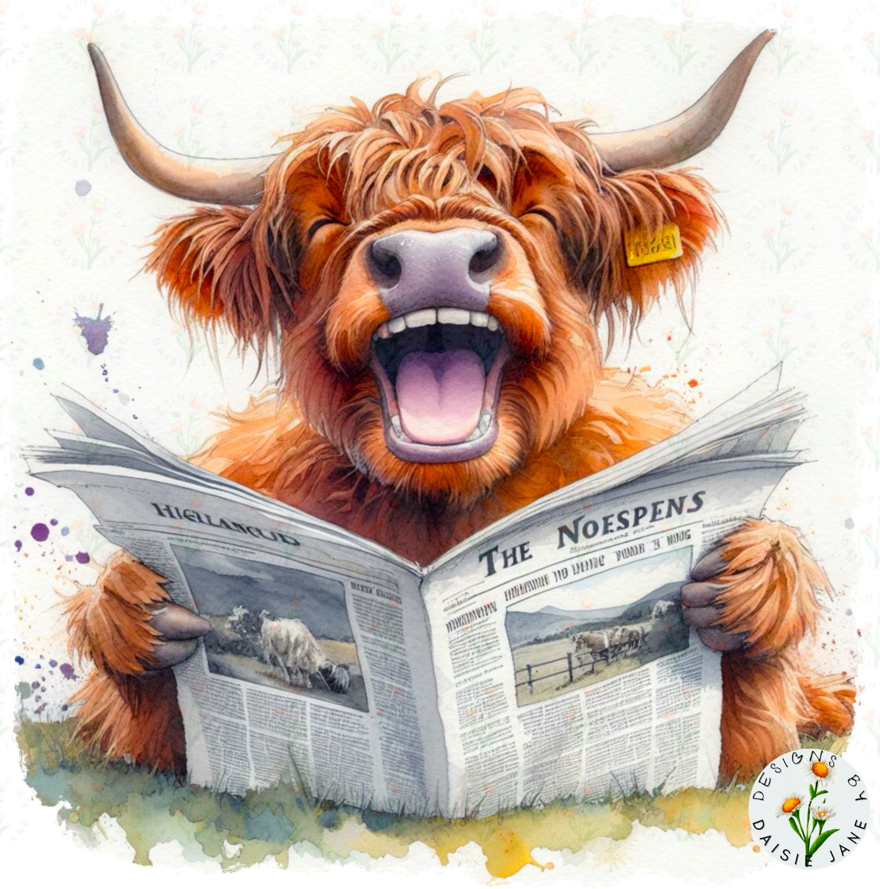 Funny Comical Highland Cow Reading Newspaper, 2 Files - Payhip