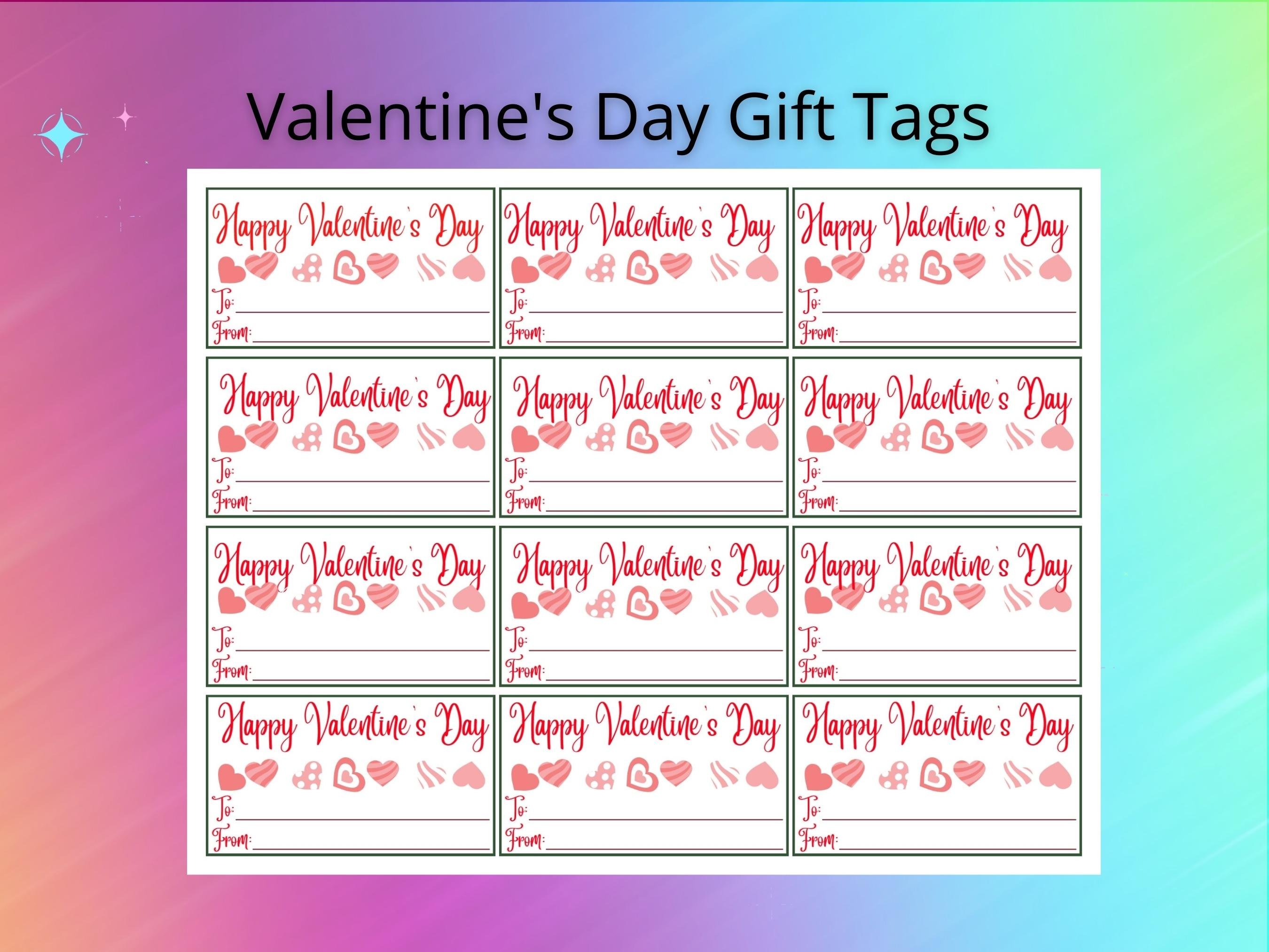 Valentine's Day Treat Bag Tags | Valentine's Day Favor Bag Tags ...