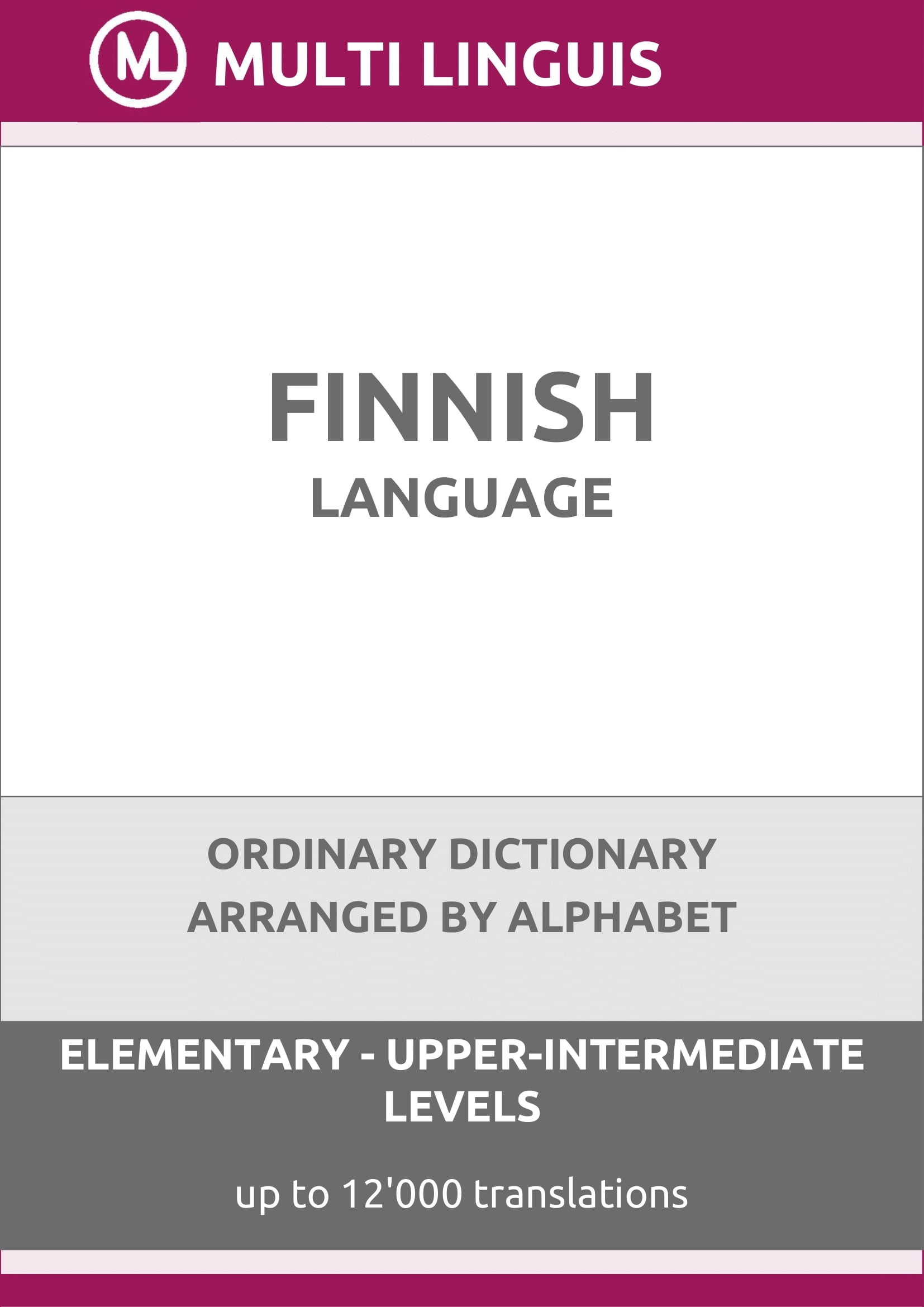 Finnish Language Ordinary Dictionary (Arranged by Alphabet, Elementary ...