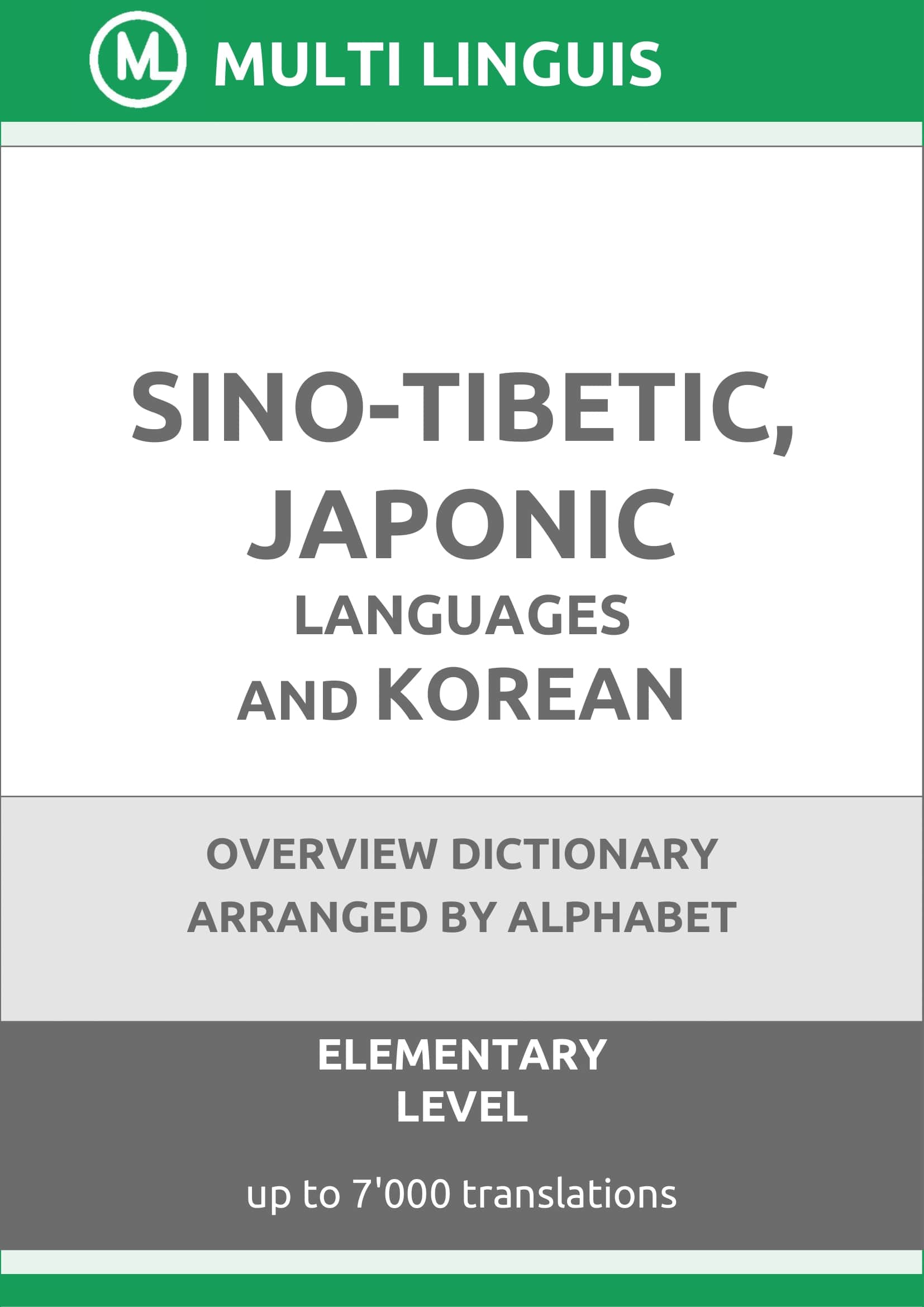 Sino-Tibetic, Japonic Languages and Korean Language Overview Dictionary ...