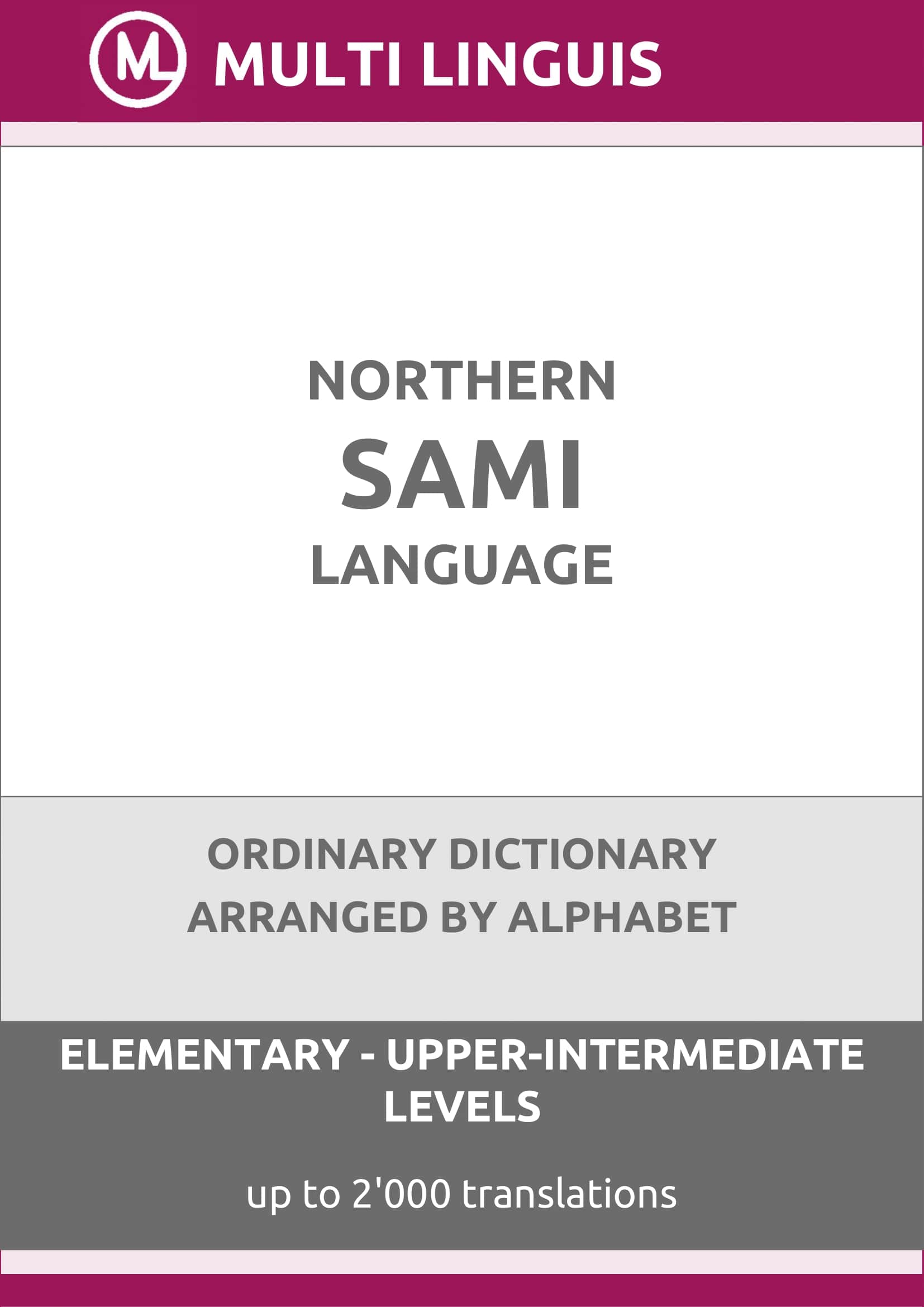Northern Sami Language Ordinary Dictionary (Arranged by Alphabet ...