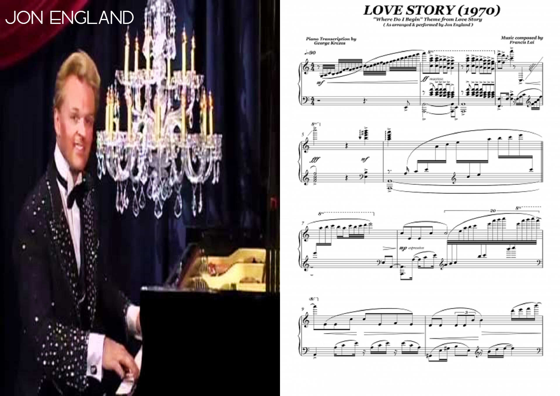 JON ENGLAND - Love Story Theme (Piano Sheet Music)