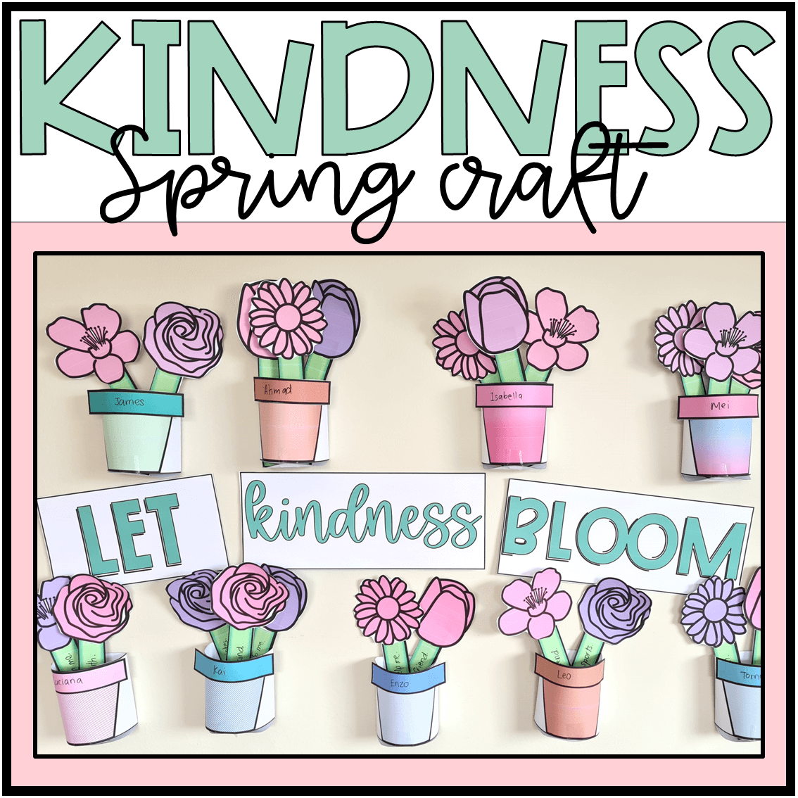 Spring Kindness Craft and Bulletin Board 3D Flower Craft 3rd, 4th, 5th