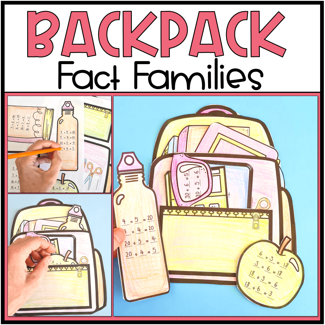 Backpack Fact Families Craft Back to School Math Activity