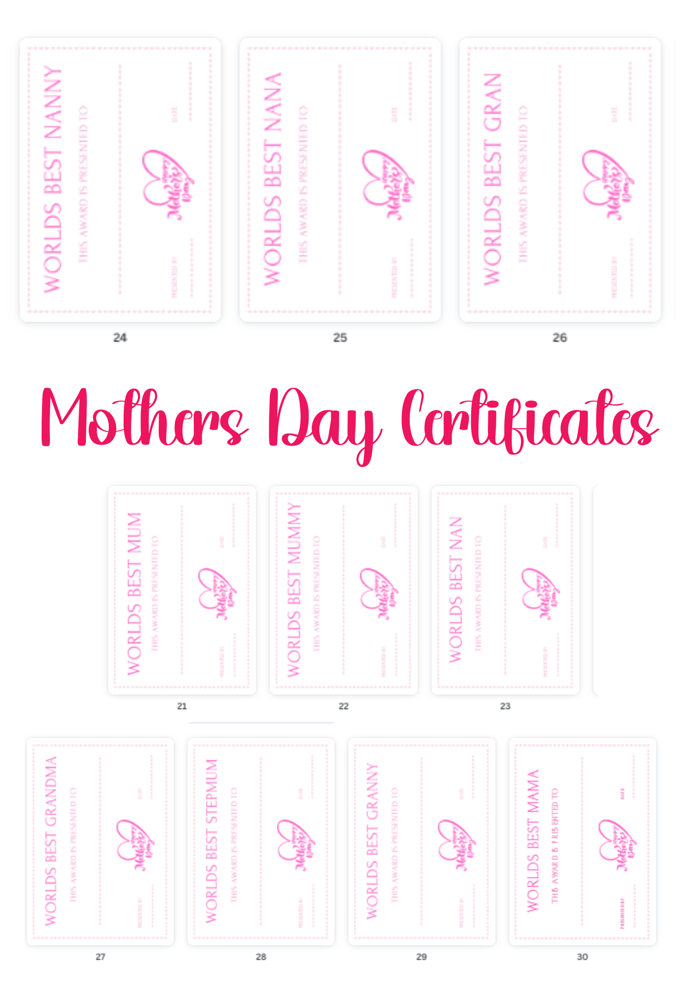 DIGITAL Mothers Day Certificates - Payhip