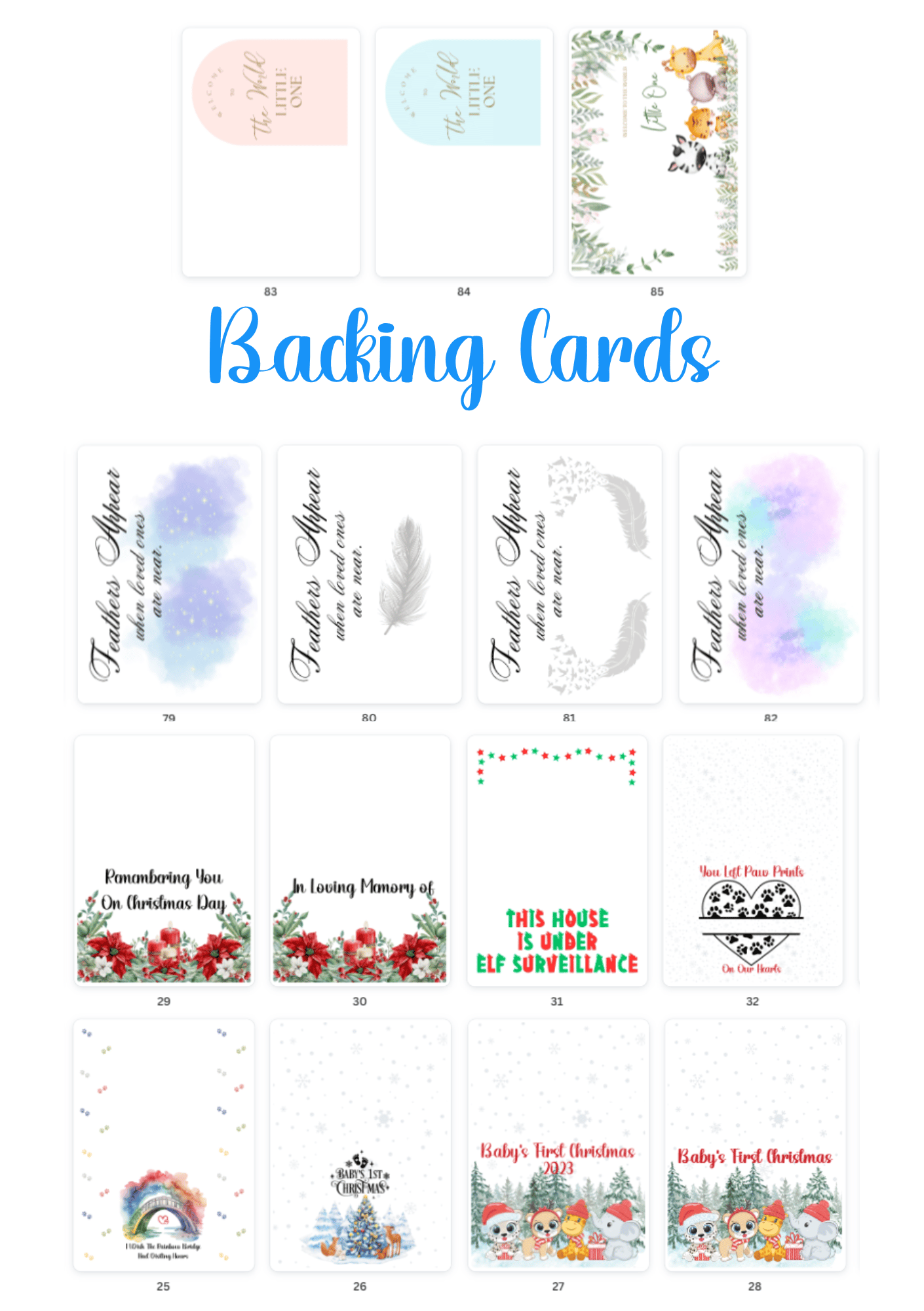 DIGITAL Backing Cards - Payhip